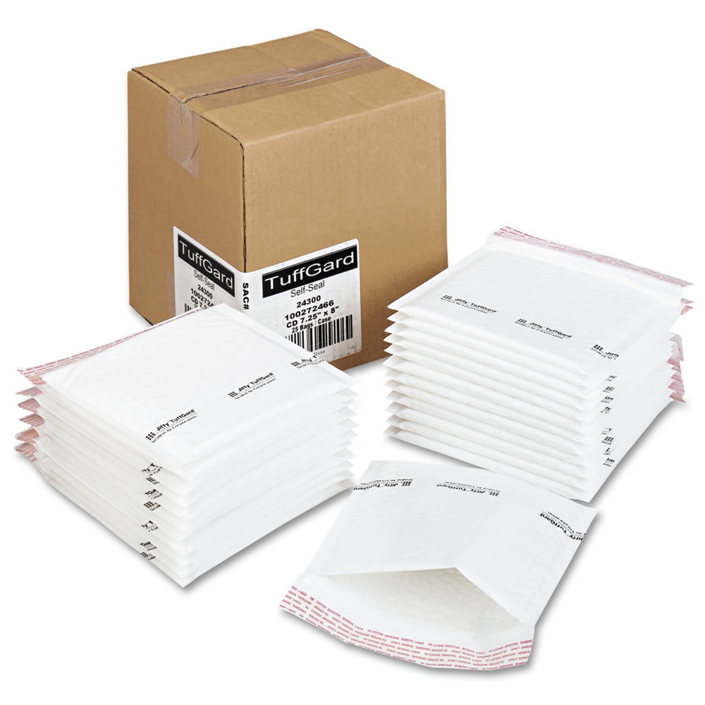 Sealed Air, SEL24300, Jiffy Tuffgard CD/DVD Mailers, 25 / Carton, White ...