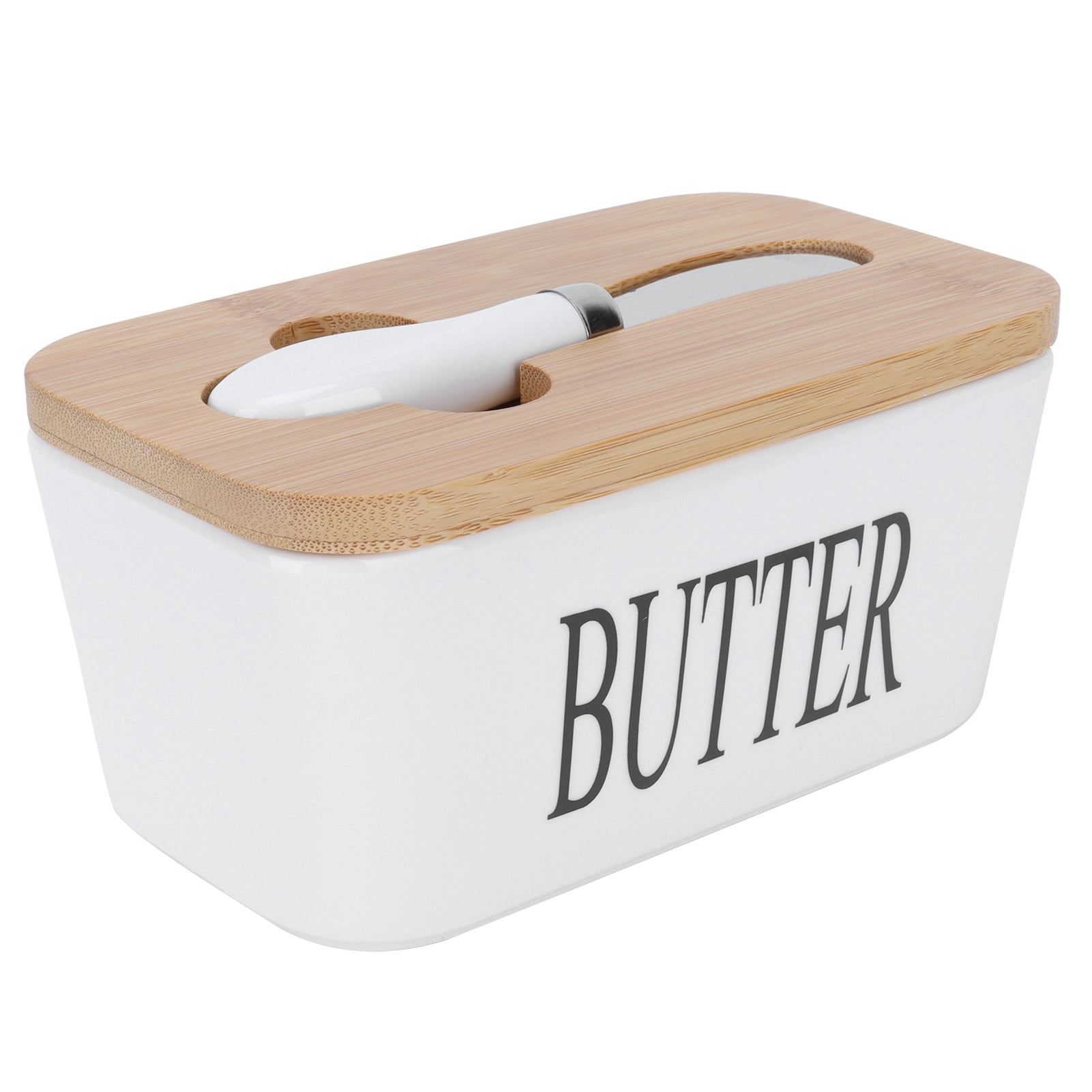 Sealed Butter Dish With Wooden Lid, Stainless Steel Knife, Kitchen Food ...