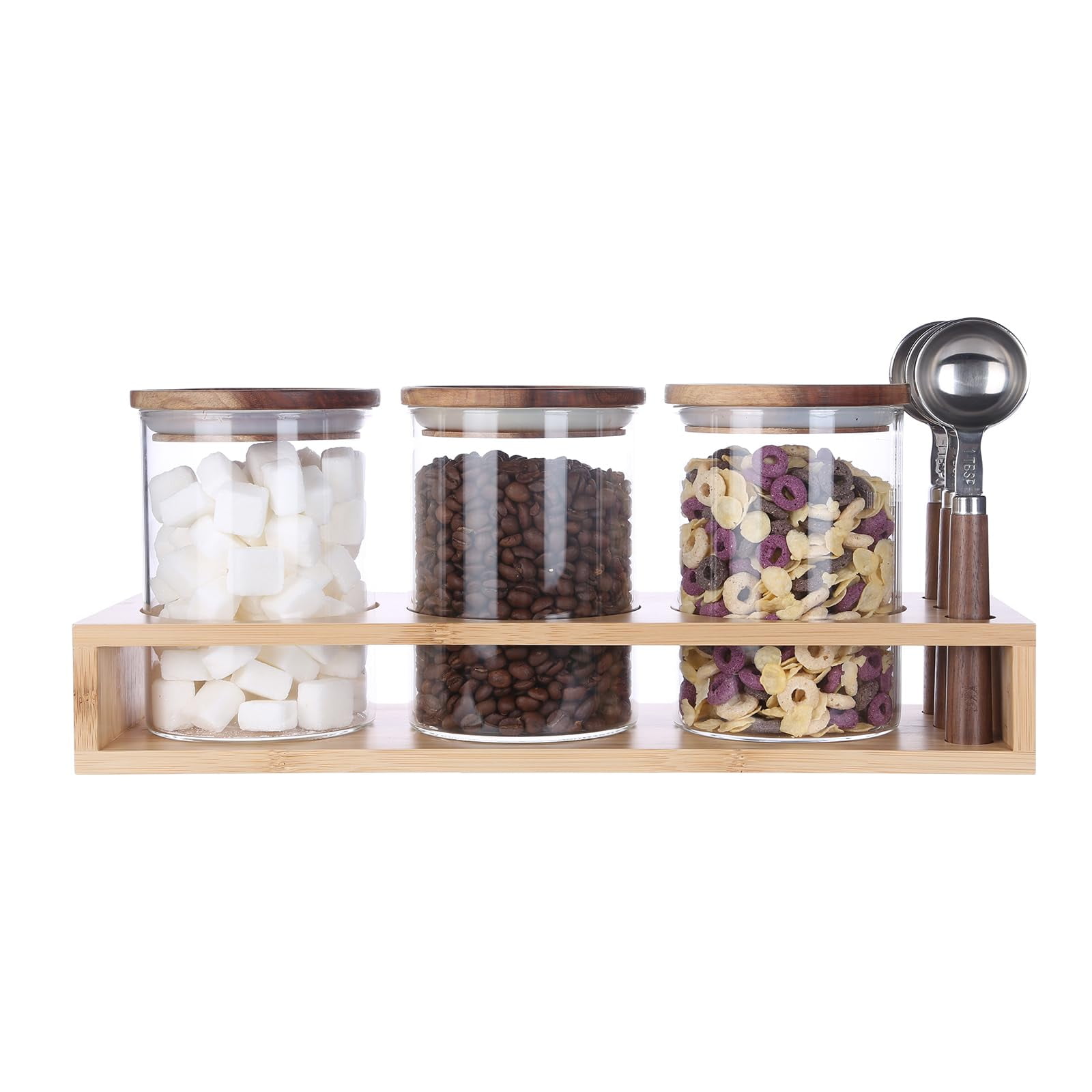 Sealed Glass Food Storage Jars with Scoop for Kitchen Counter,Glass Tea ...