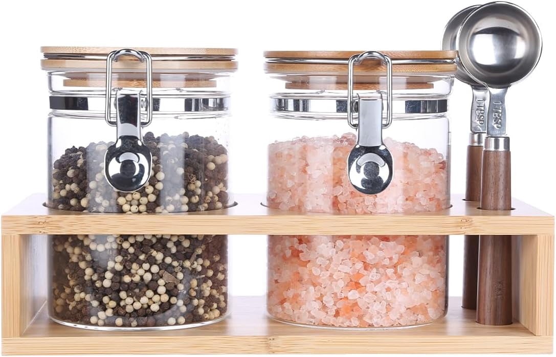 Sealed Glass Storage Jars with Scoops for Brown Sugar,Sea Salt,Flour ...
