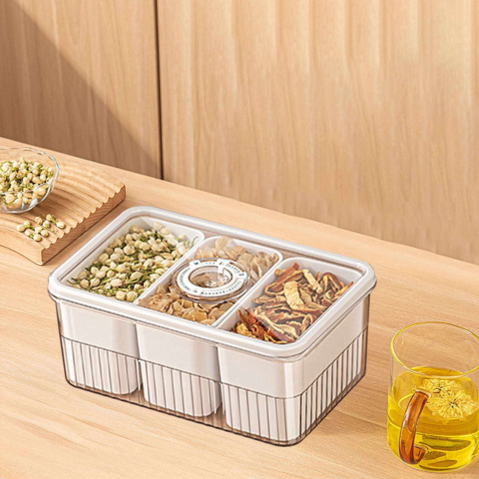 Sealed Herbal Flower Tea Organizer-Transparent Storage Box for Nuts ...