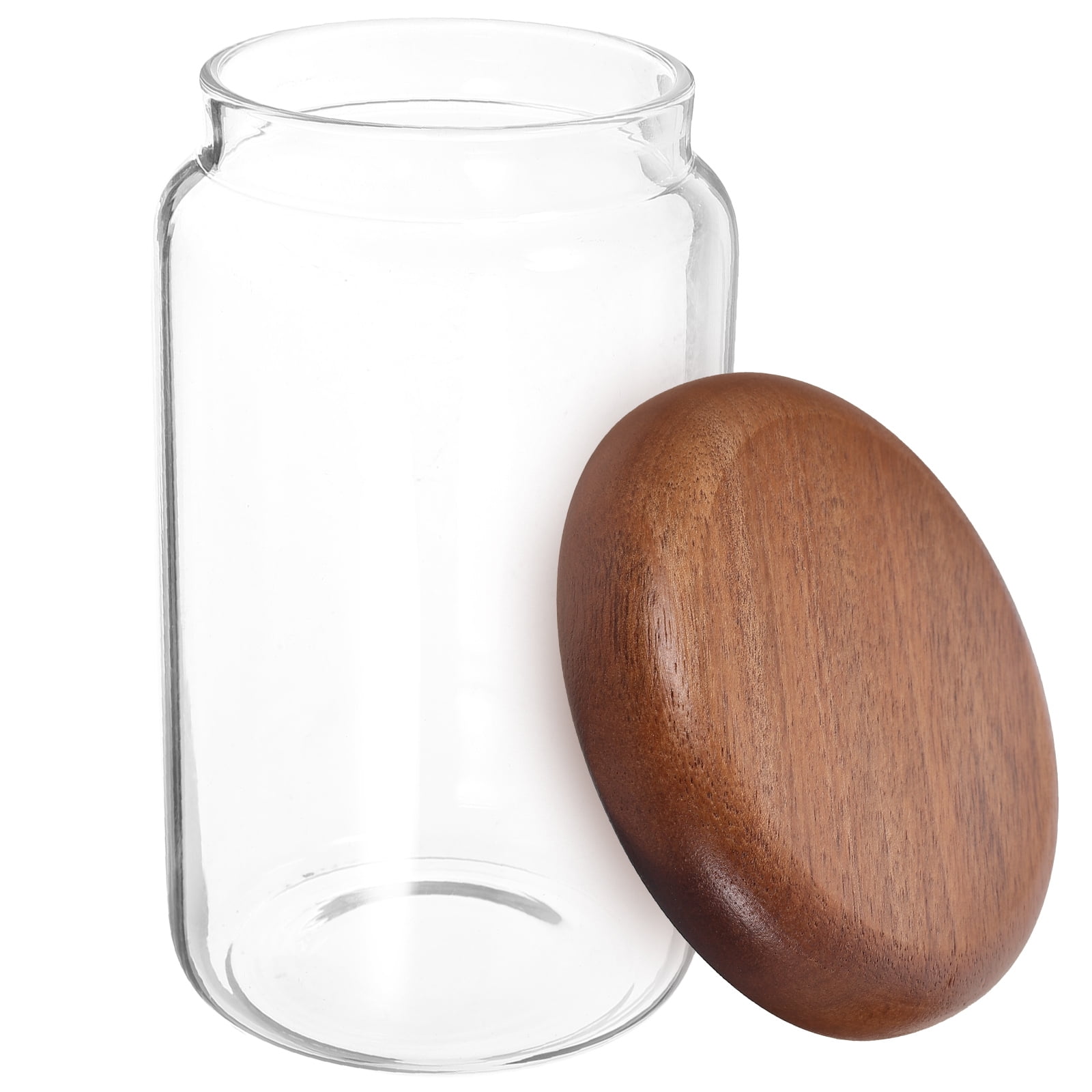 Sealed Jar Glass Grains Storage with Lid Sugar Container Canisters Wood ...