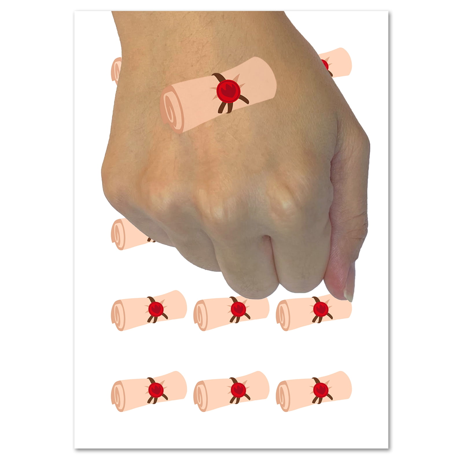 Sealed Magic Spell Scroll Water Resistant Temporary Tattoo Set Fake ...