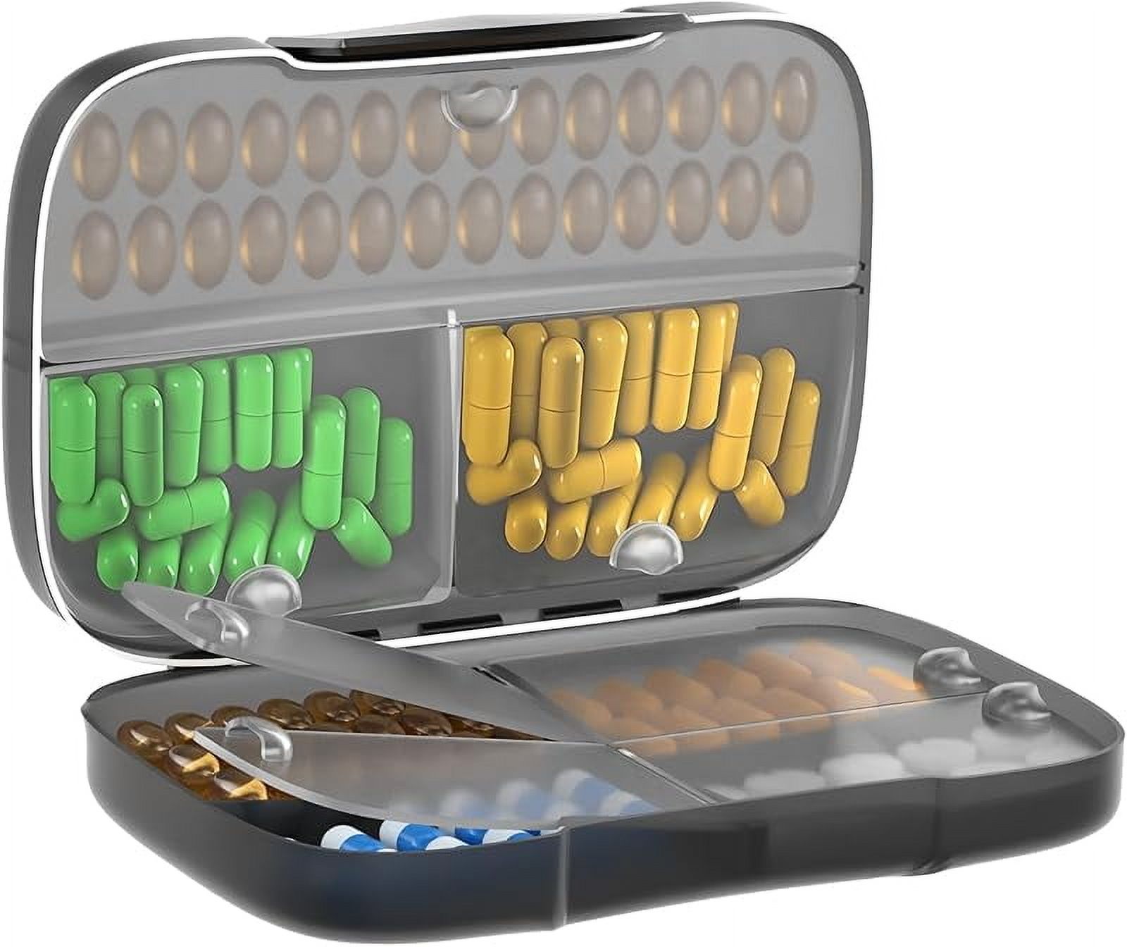 Sealed Pill Organizer with Labels, 7 compartments, Portable for Travel ...