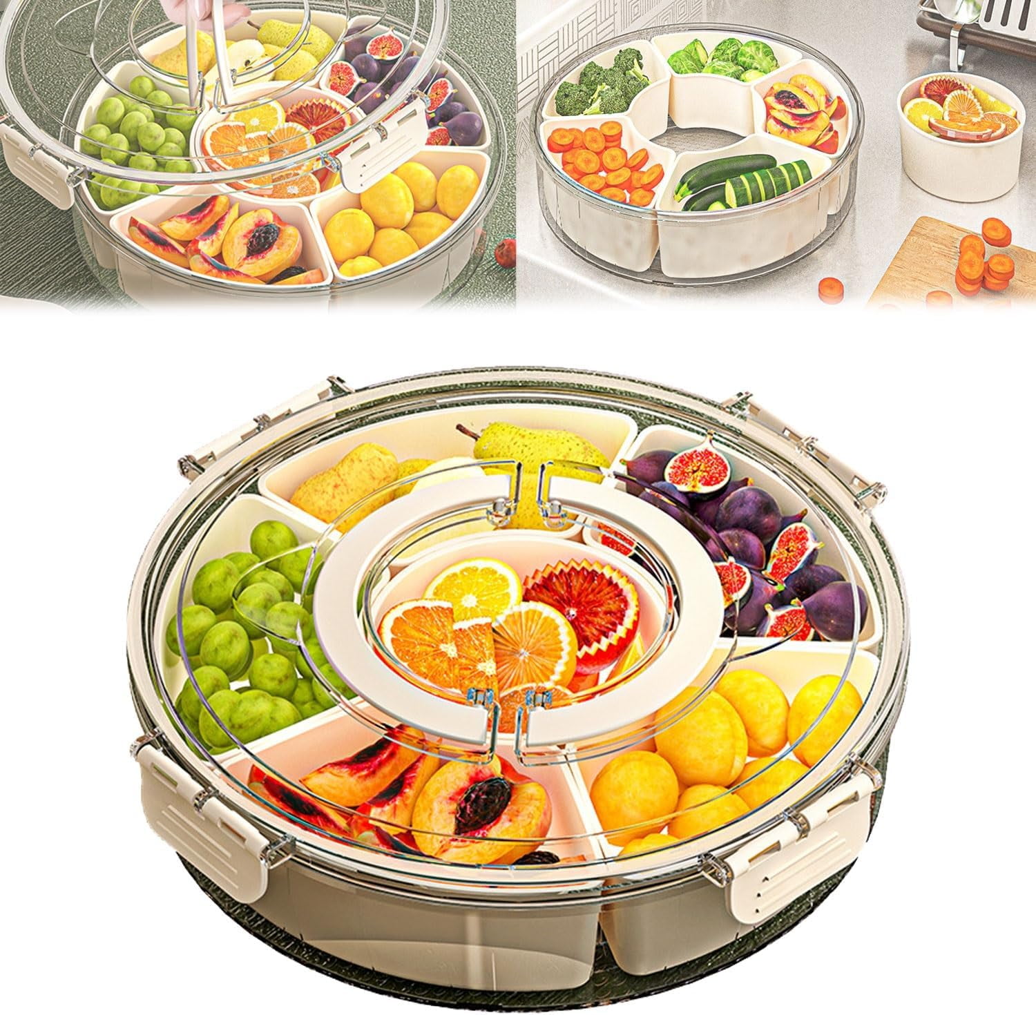 Sealed Rotating Deli Vegetable Fruit Tray, 12 Inch Fruit Tray Veggie ...