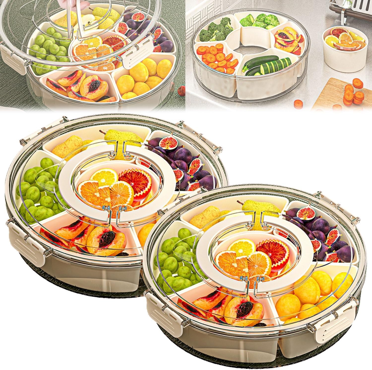 Sealed Rotating Deli Vegetable Fruit Tray, 12 Inch Fruit Tray Veggie ...