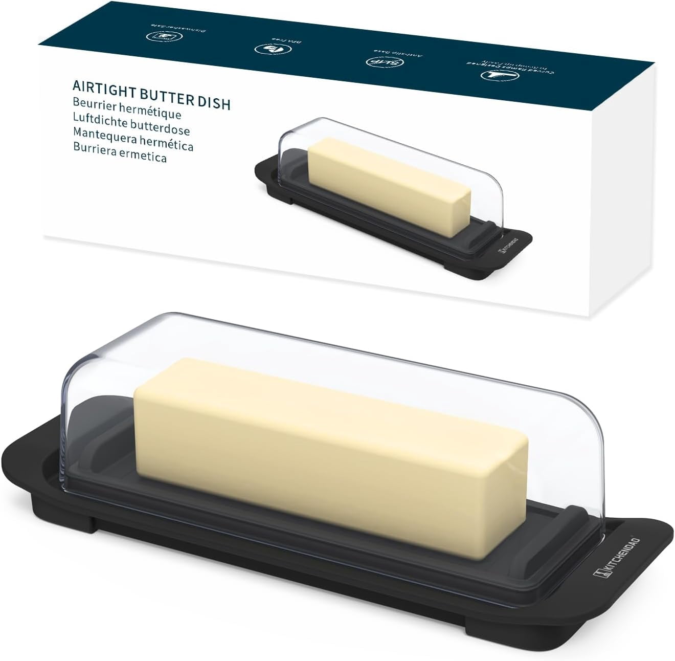 Sealed butter tray with lid for countertop and refrigerator door rack ...