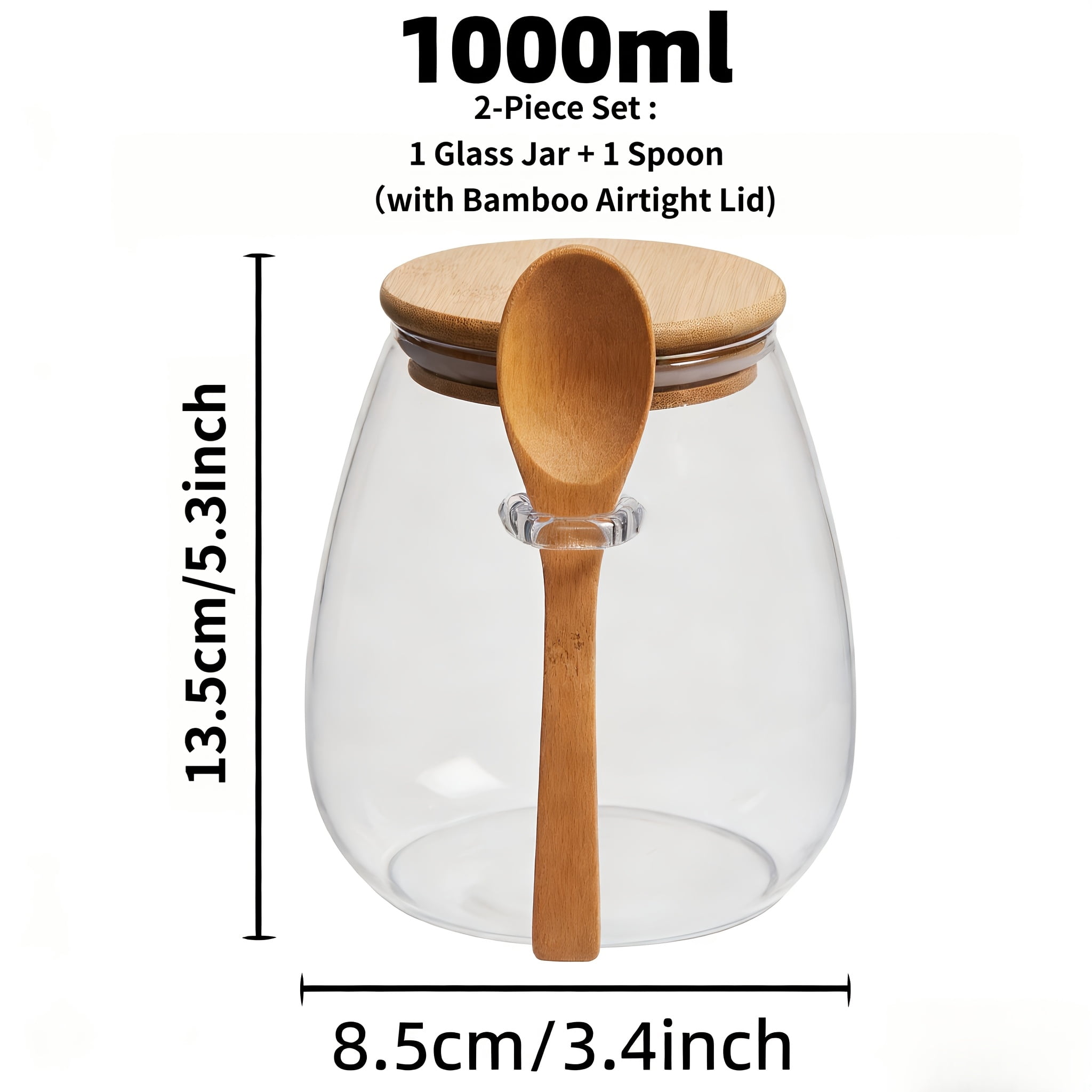 Sealed glass storage jar with spoon 2pcs set for coffee sugar tea salt ...