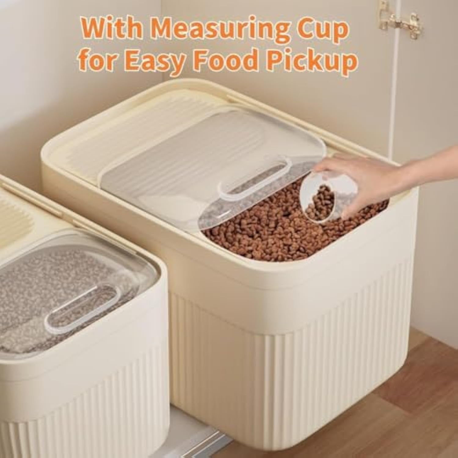 Sealed pet food storage container, 30 lbs capacity, transparent pet ...