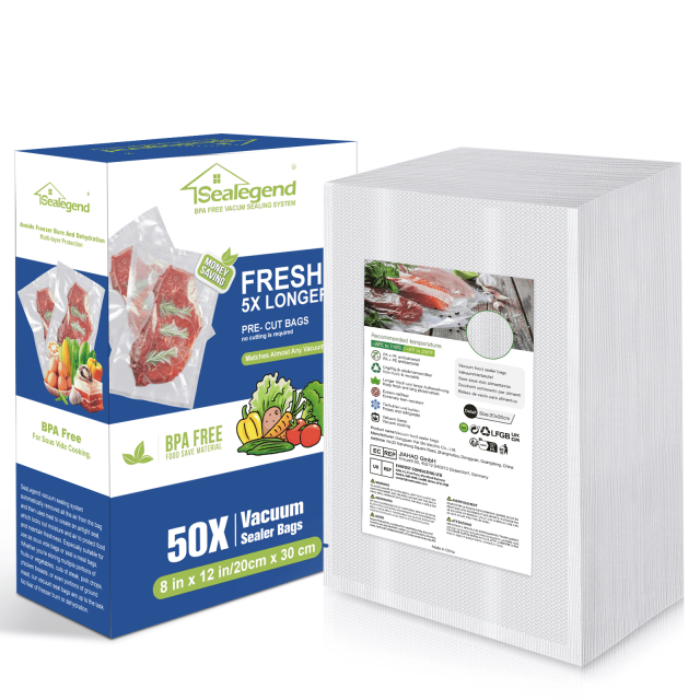 Sealegend 8"x 12"x50 Vacuum Sealers Bags,Vacuum Seal Bags,Pre-cut Seal ...