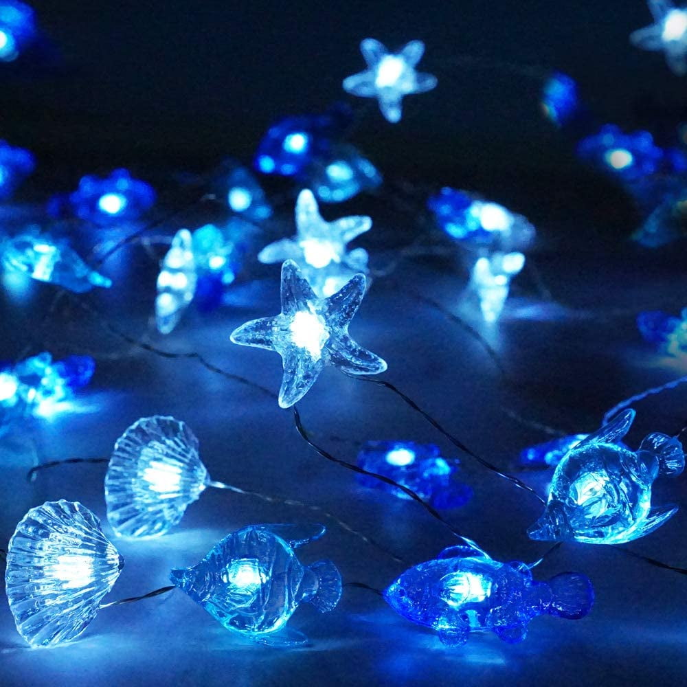 Sealife String Lights 14ft 40 LED 8 Modes Cool White Weatherproof ...