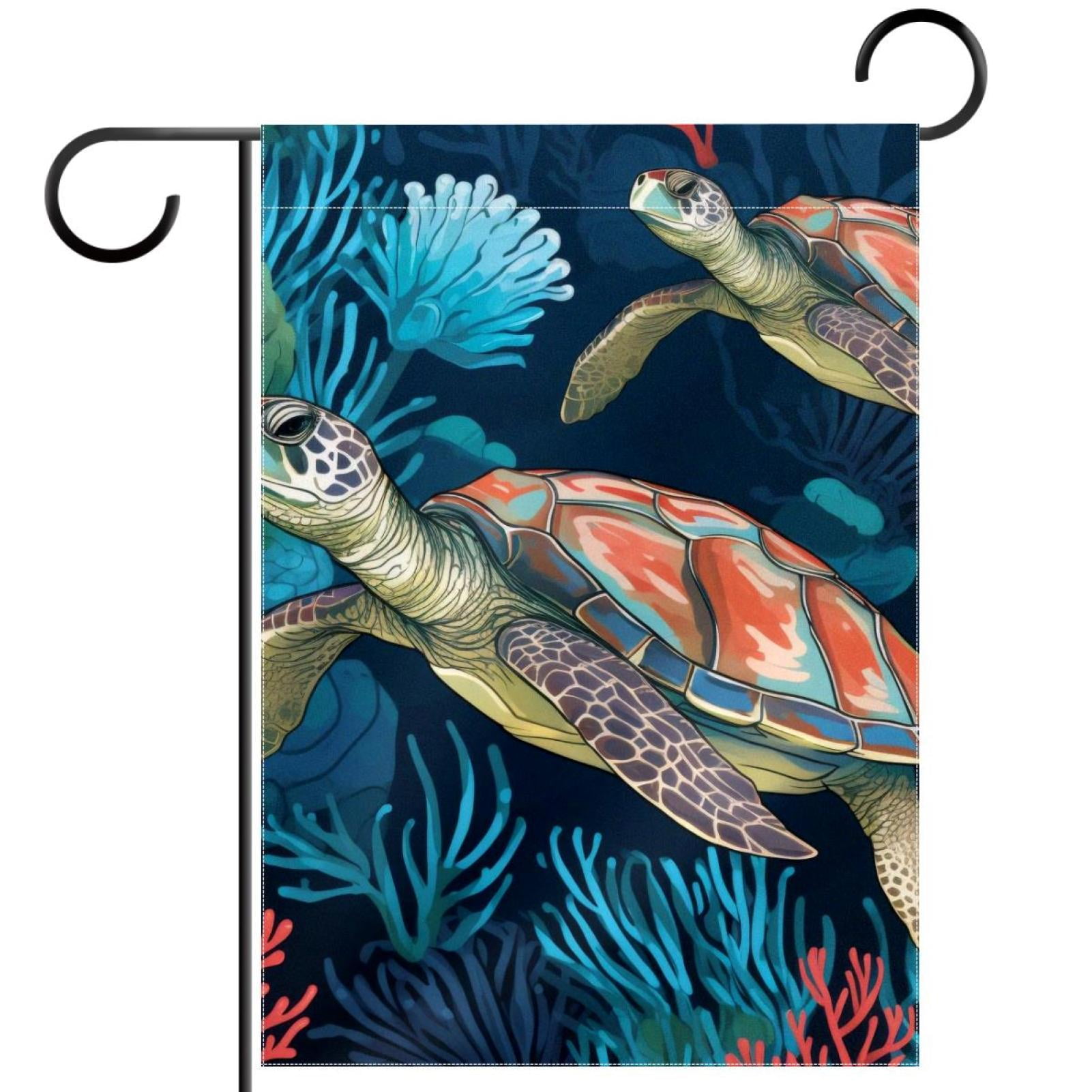 Sealife Turtle Garden Flag Double Sided House Flag for Outdoor Home ...