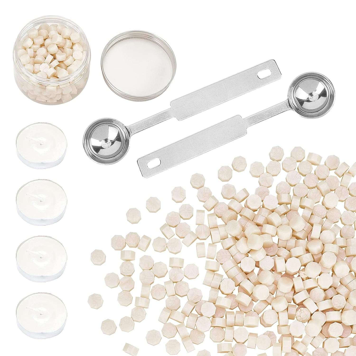 Sealing Wax Kit 300PCS White Sealing Wax Beads 4PCS Tea Candles Wax ...