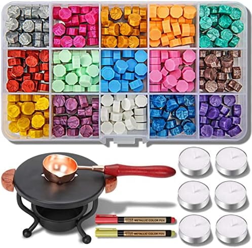 Sealing Wax Kit, 310 Pcs With Beads, 2 Pens, Warmer, Stamp Spoon and ...