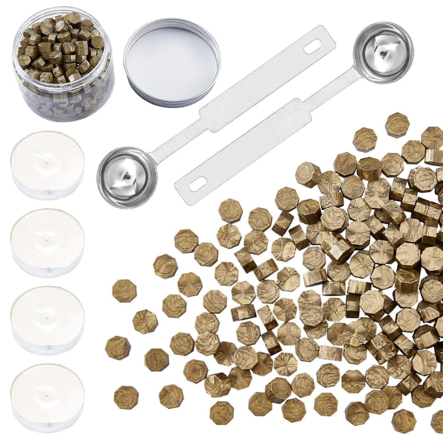 Sealing Wax Particles Kits for Retro Seal Stamp with Stainless Steel Spoon Candle Plastic Empty ...