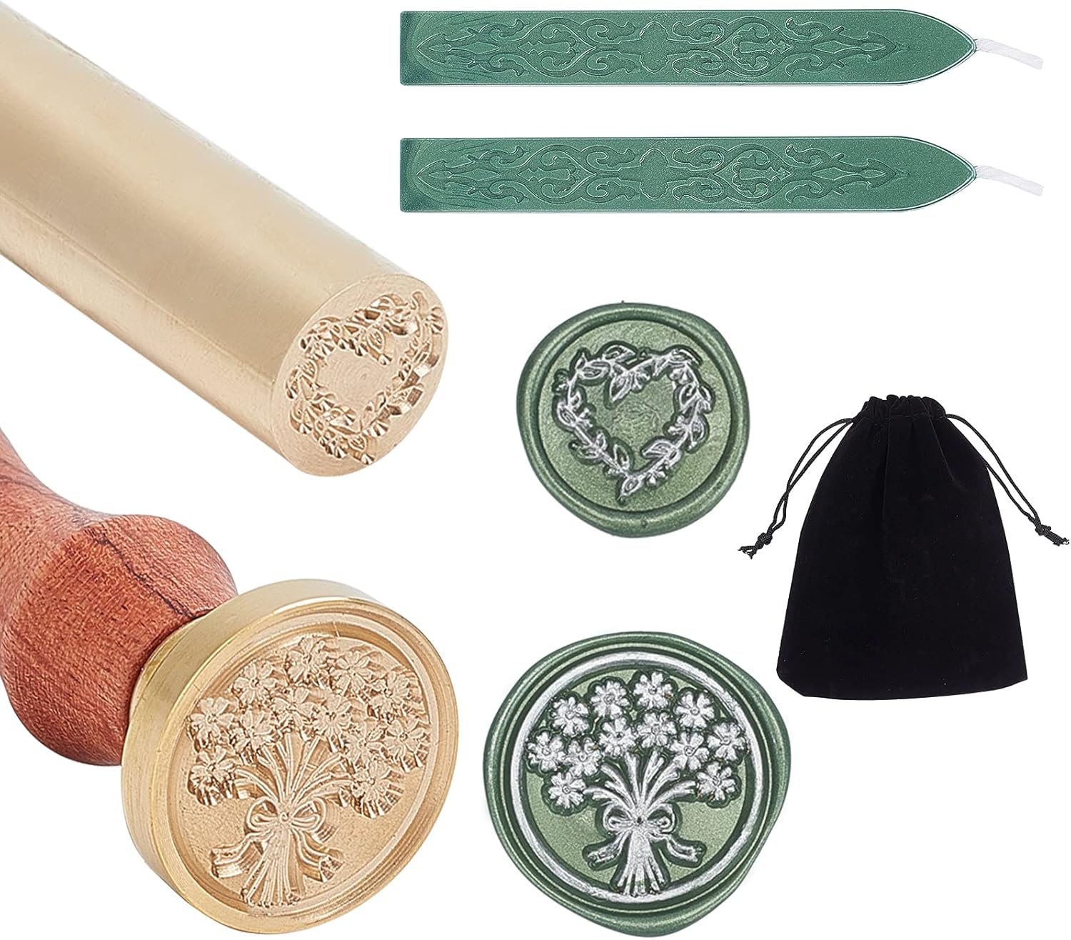 Sealing Wax Stamp Kit Flower Wax Seal Stamps 25mm and 15mm in Diameter ...