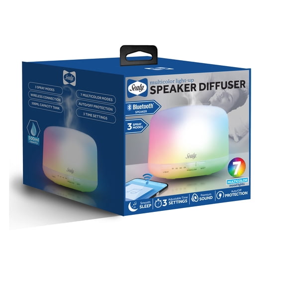 Sealy 7-Color Light-Up Diffuser & Humidifier w/ Bluetooth Speaker (HU ...