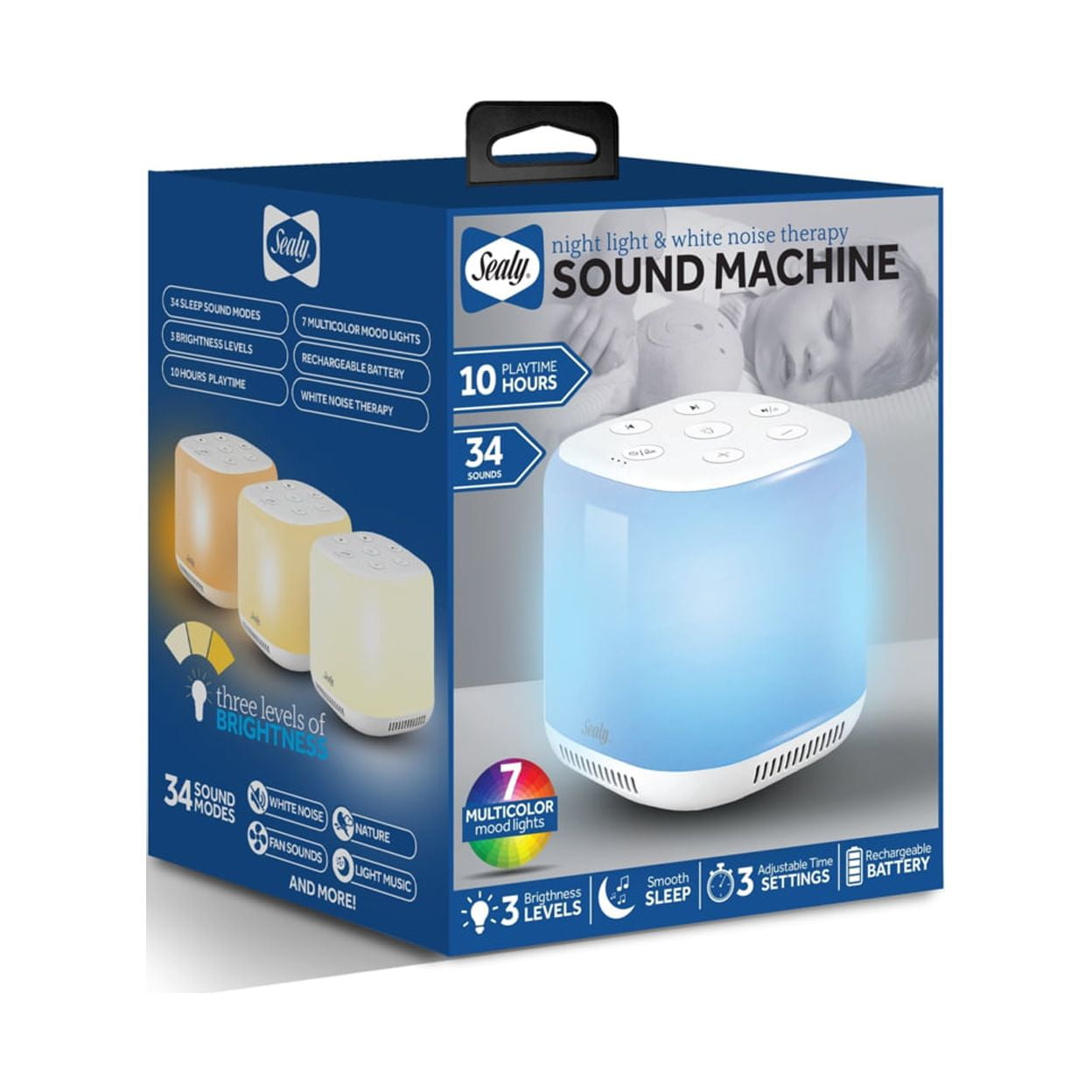 Sealy LED Sleep Speaker & White Noise Therapy Machine, Rechargeable ...