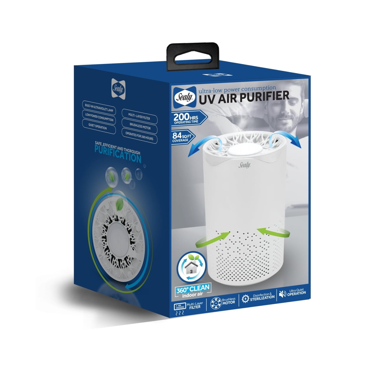 Sealy Portable Ultra-Low Power Consumption UV-Light Air Purifier (PF ...