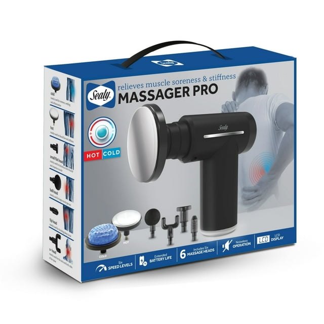 Sealy Rubberized Hot or Cold Percussive Massage Gun with 6 Massage ...