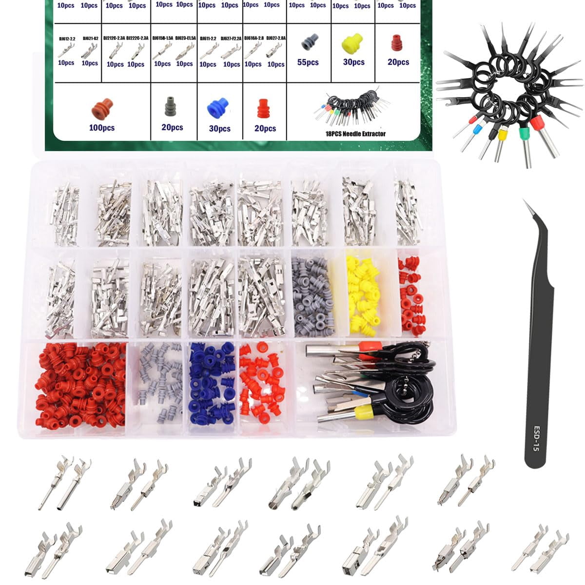 Seamaka 535Pcs Car Electrical Wire Terminal Tool kit 1/1.5/1.8/2.2/2.8/ ...