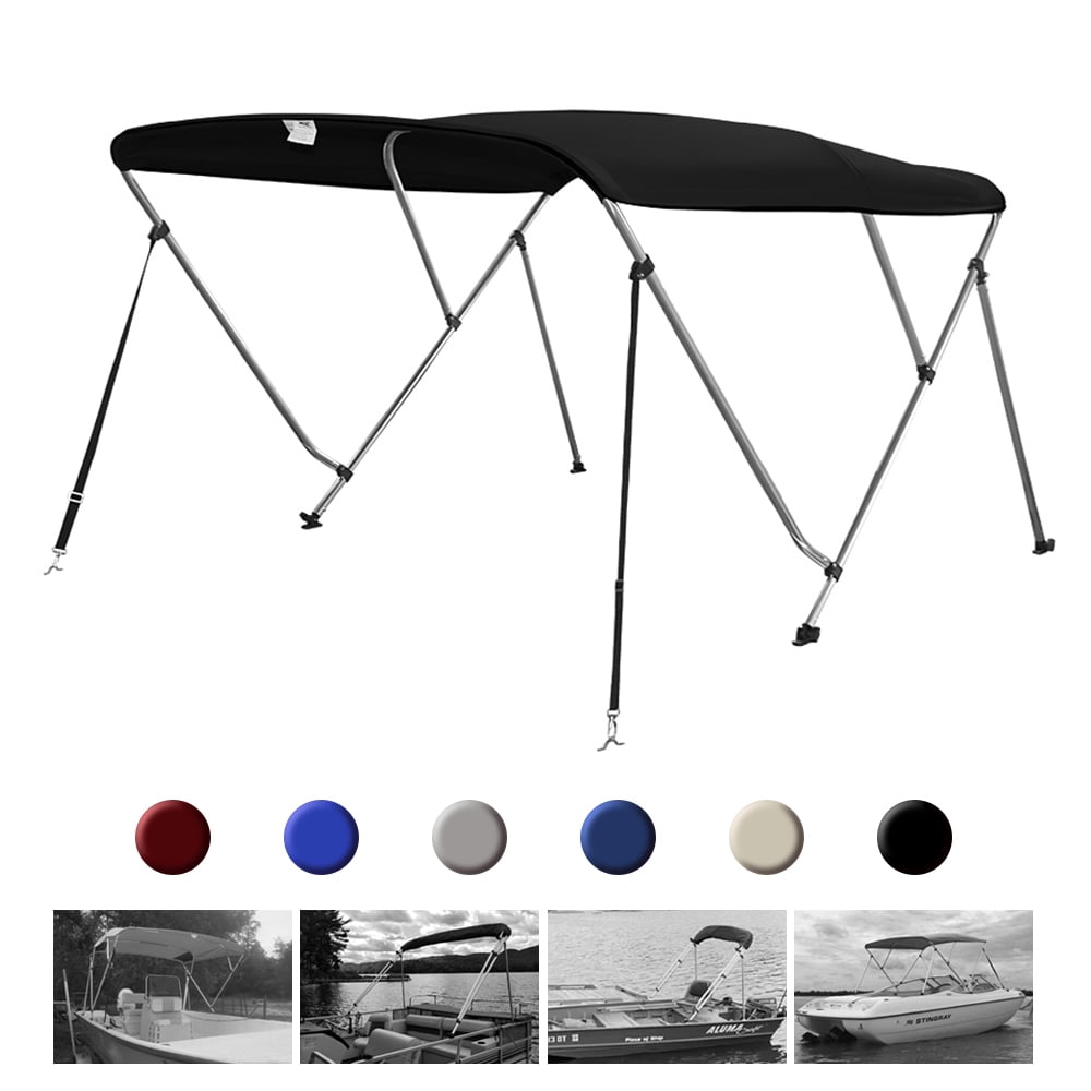 Seamander 3 Bow Bimini Top Boat Cover with Rear Support Pole and ...