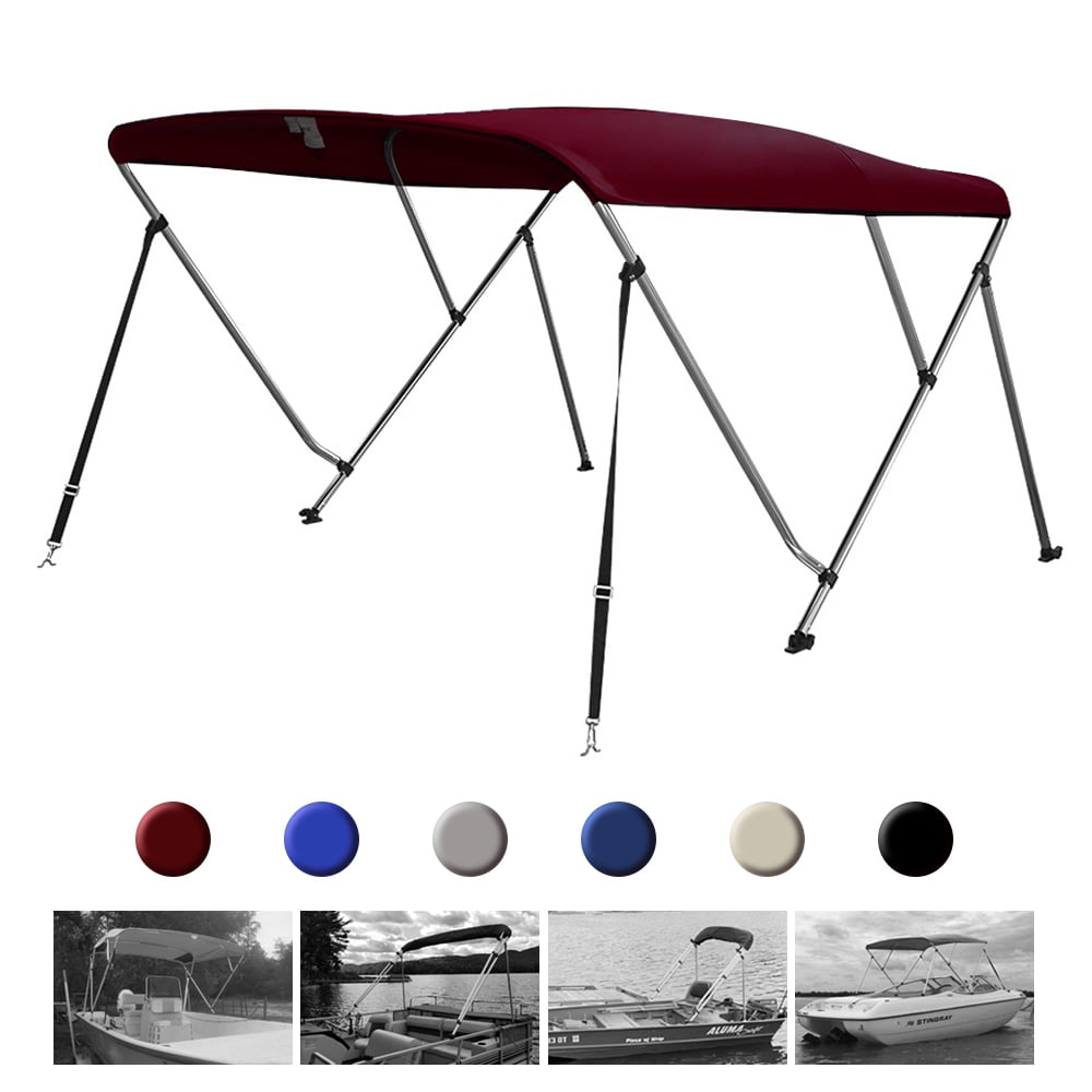 Seamander 3 Bow Bimini Top Boat Cover with Rear Support Pole and ...