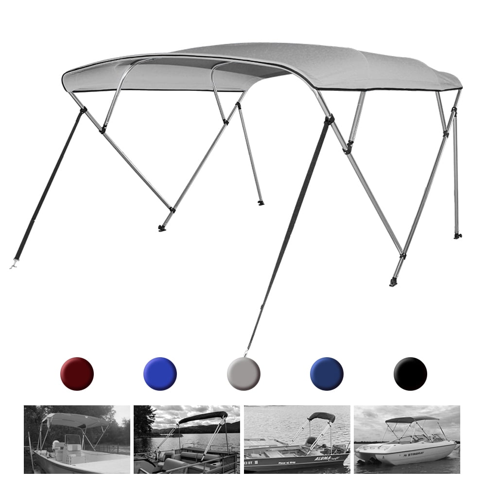 Seamander 4 Bow Bimini Top Boat Cover, 54 Inch Height, Gray, Aluminum ...