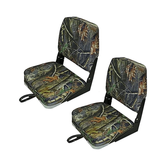 Fishing/Hunting Camo Low Back Fold-Down Boat Seat, Grey/Blue, Set of 2 ...