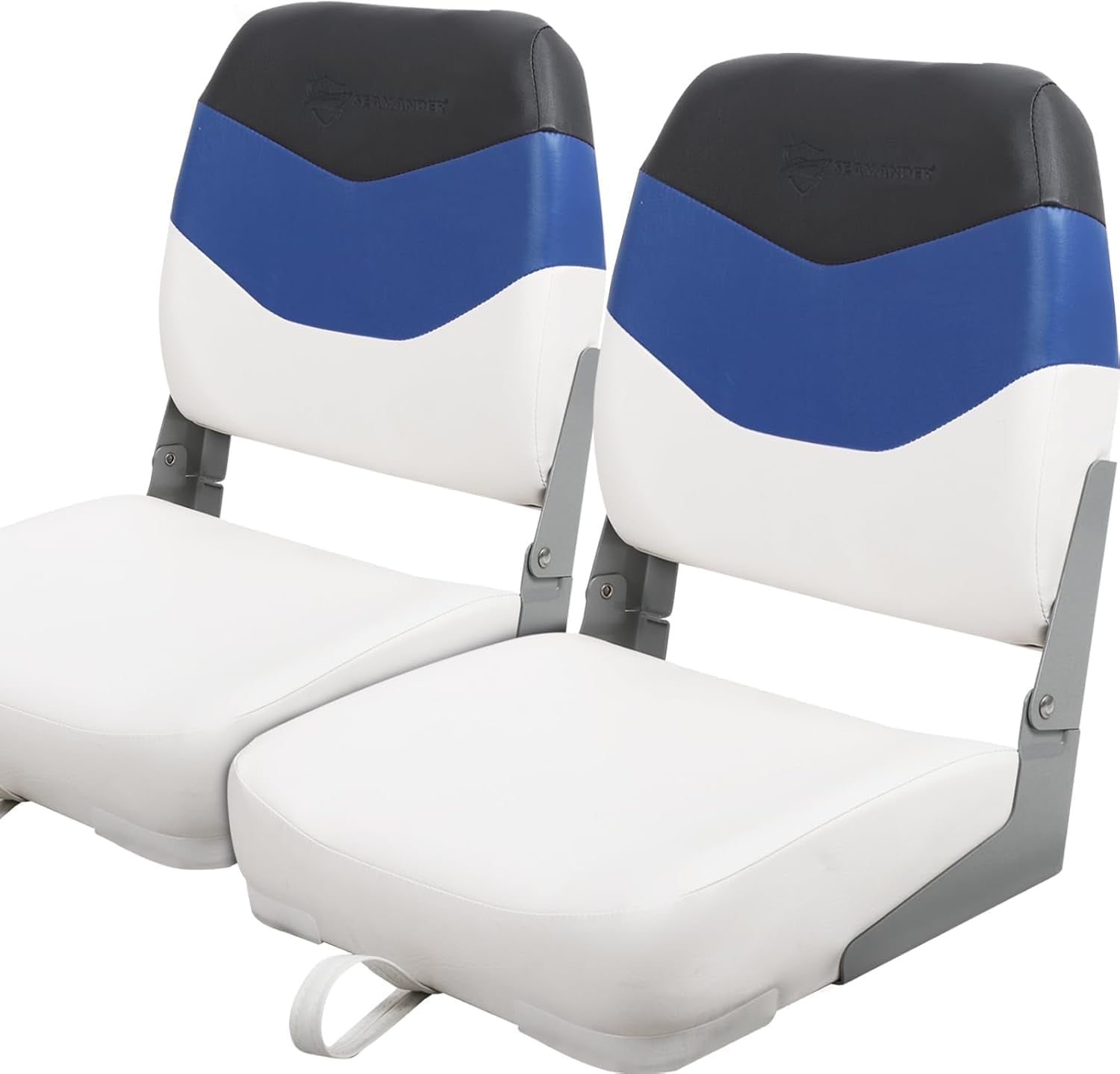 Seamander Fishing Boat Seats, White/Blue/Dark Grey, Folding Seats, 2 ...