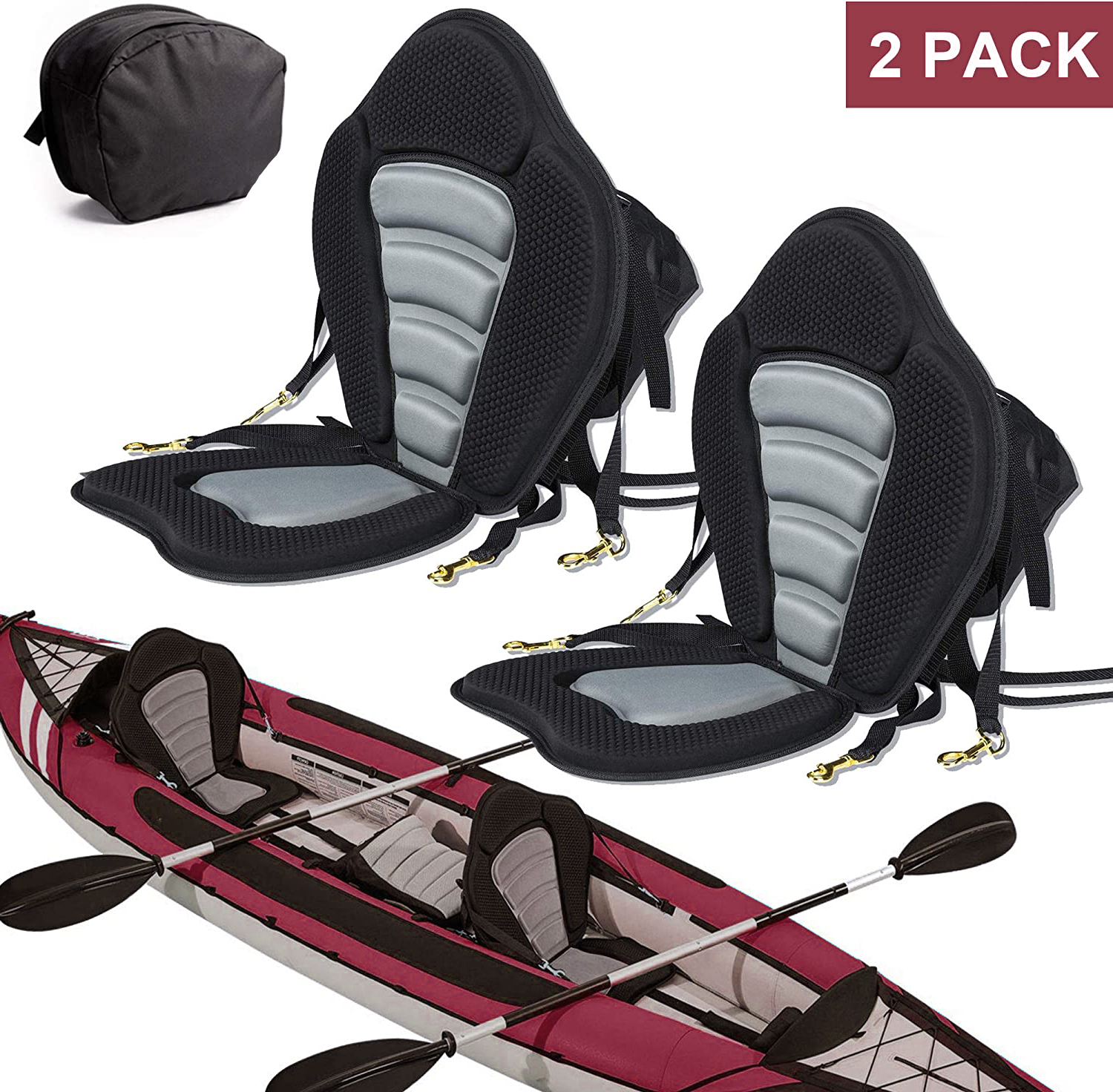 Seamander Kayak Seat Canoe Seat,Universal Fit, Black/Grey, 2 Seats ...