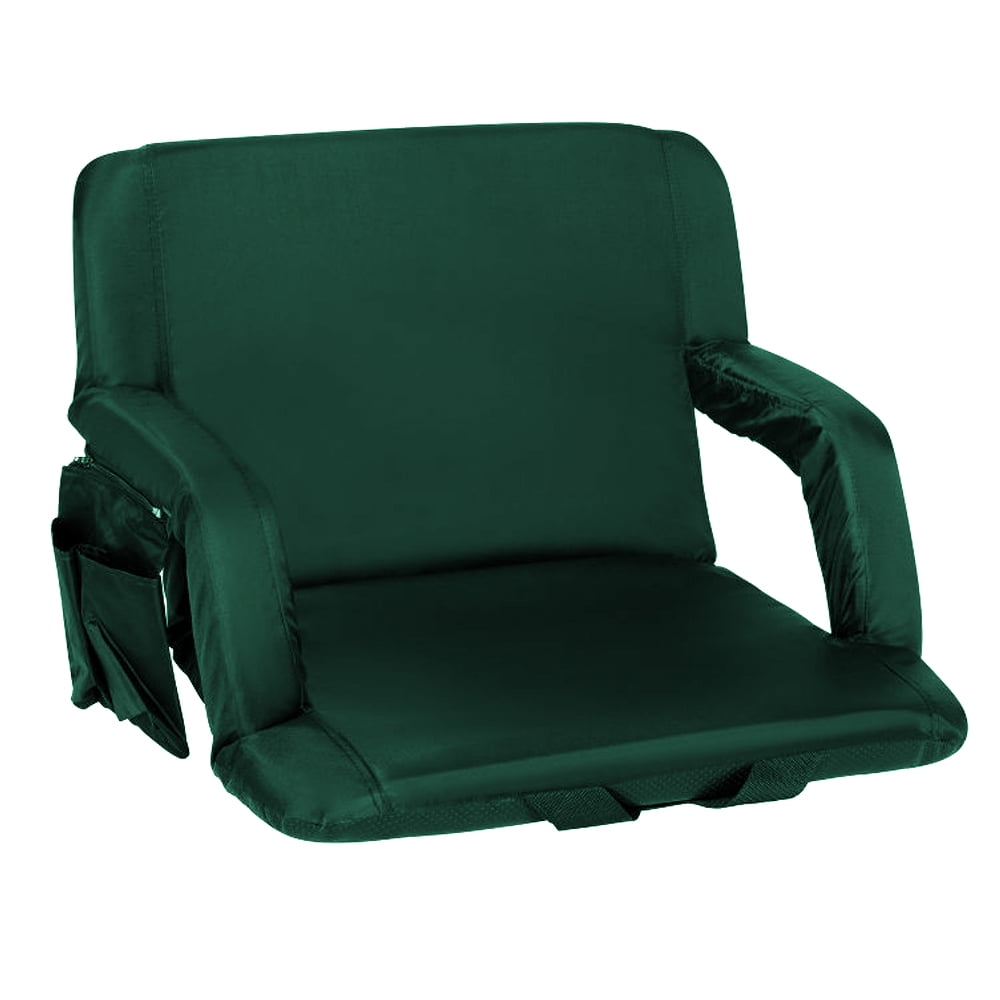 Seamander Folding Portable Stadium Chair with Reclining Seats, Steel Frame, Canvas, Foam, Forest ...