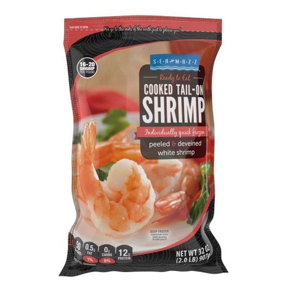 Seamazz 16/20 Peeled and Deveined Tail on Cooked White Shrimp, 2 Pound -- 5 per case - Walmart.com