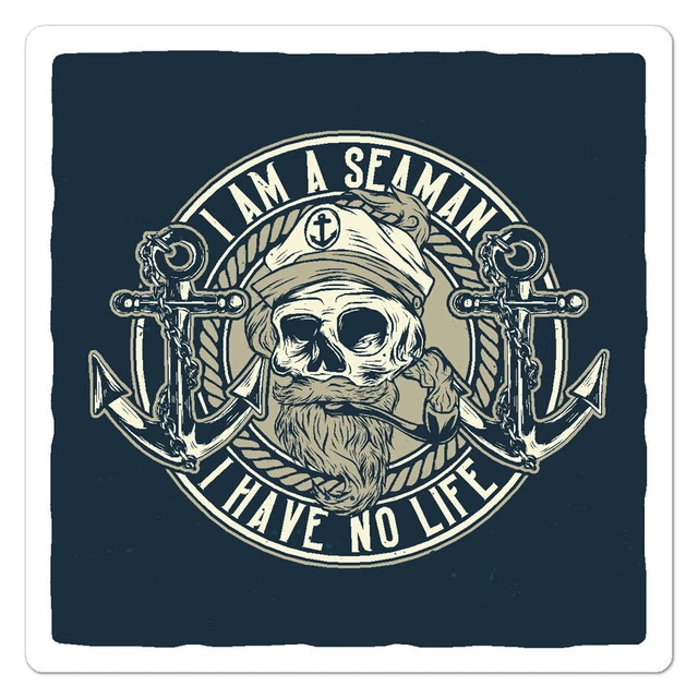 Seamen Captain Skull Sticker Indoor Outdoor Phone Decal Water Bottle ...