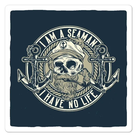 Seamen Captain Skull Sticker Indoor Outdoor Phone Decal Water Bottle ...