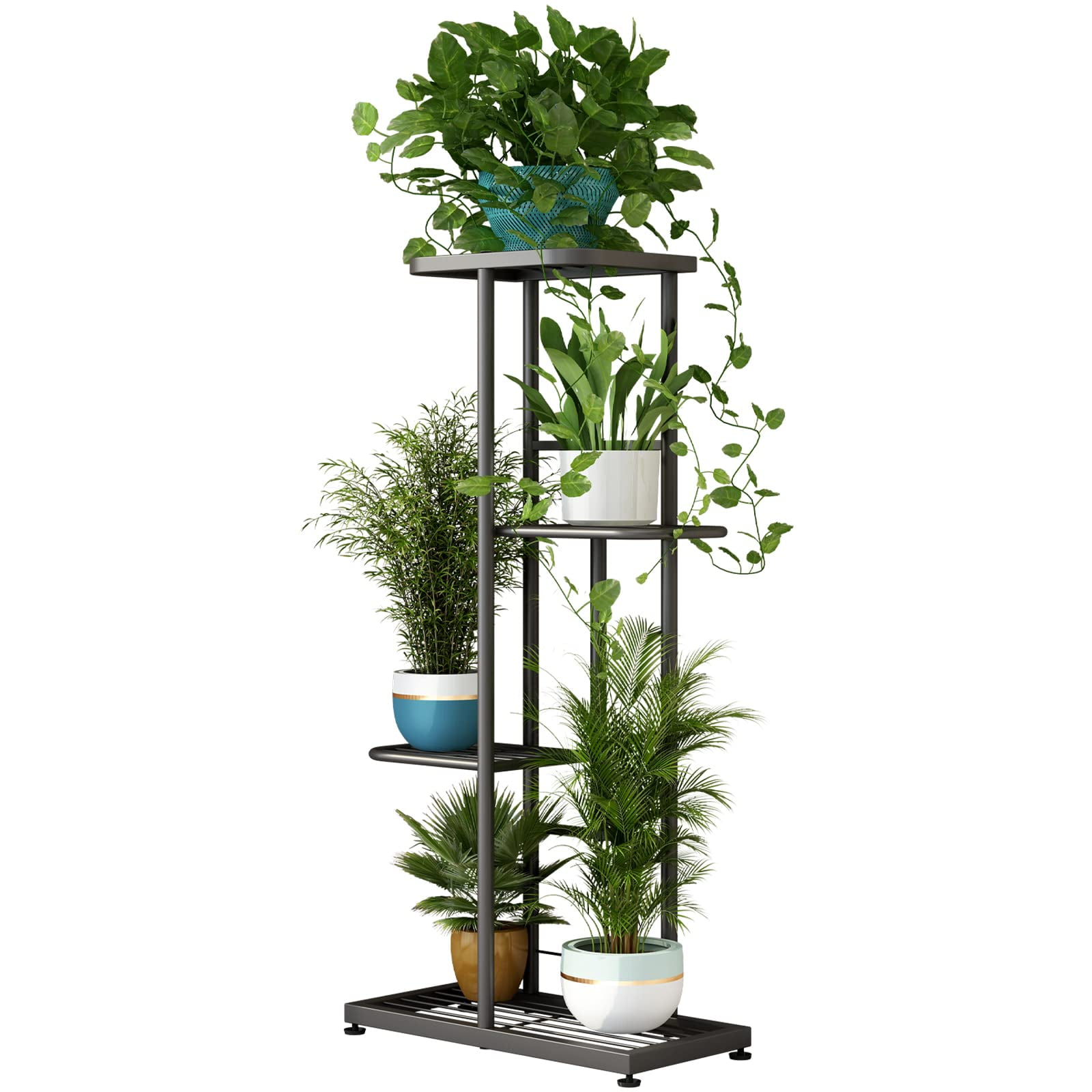 Seamika Plant Stand 4 Tier Indoor,Metal Plant Shelf Corner Plants ...