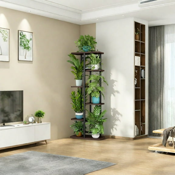 5 Tier Tall Plant Stand Multiple Flower Pot Holder Shelves Planter ...