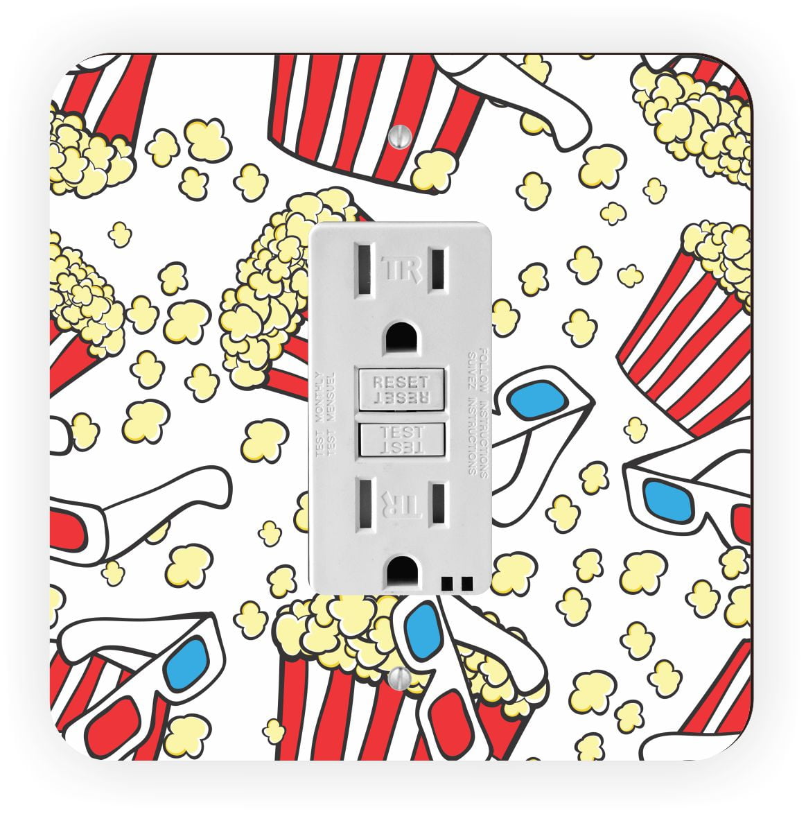 Seamless 3D Movie Popcorn buckets - GFI Switch Plate Cover - GFI Cover ...