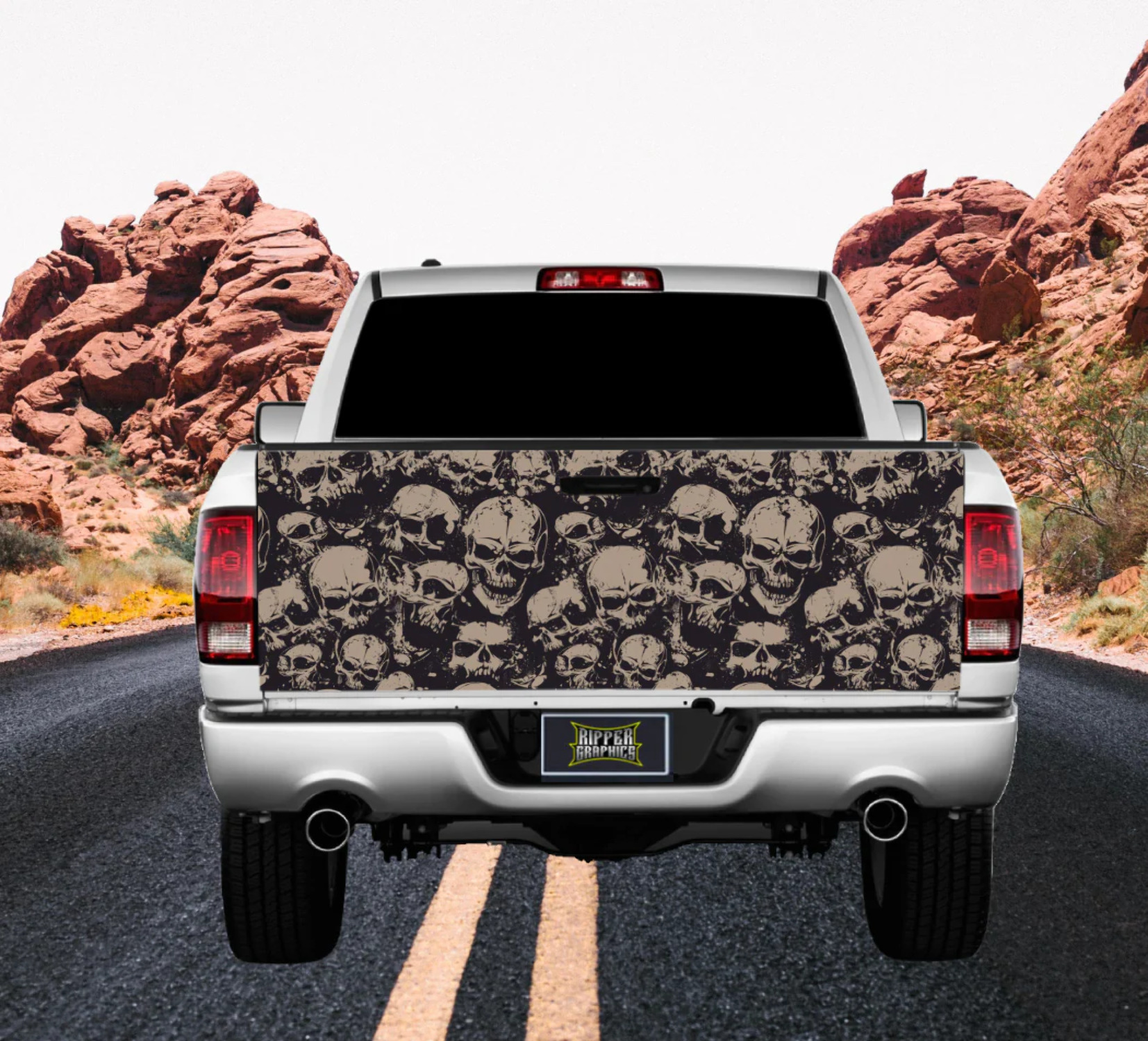 Seamless Angry Skulls Tailgate Wrap Vinyl Graphic Decal Sticker ...