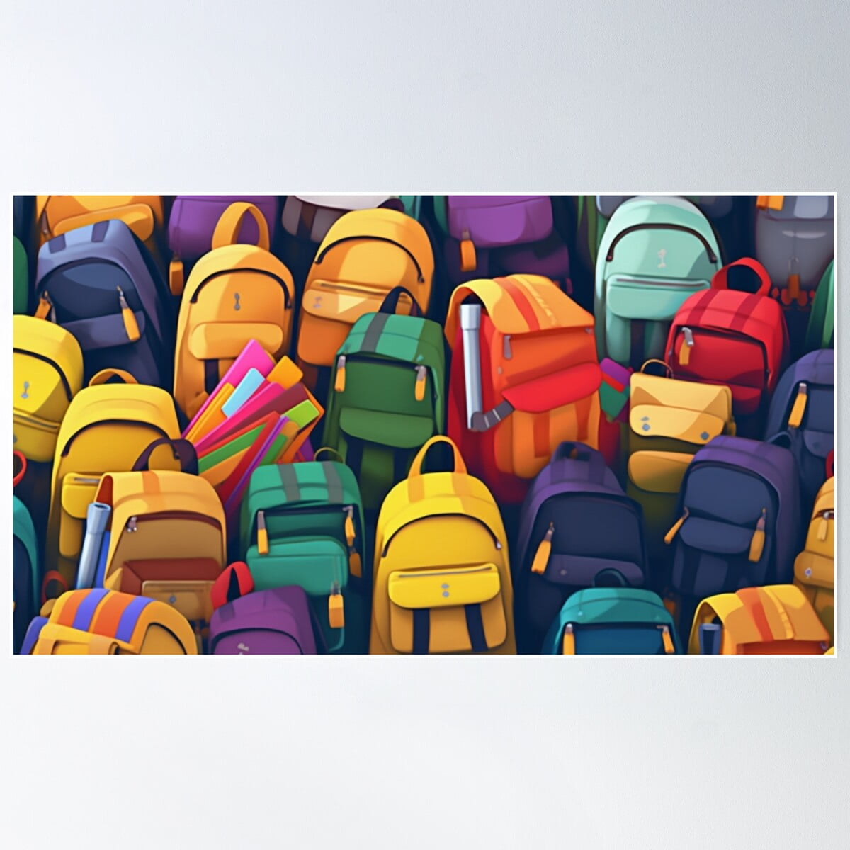 Seamless Background Backpacks And Piles Of Freshly Sharpened Pencils ...