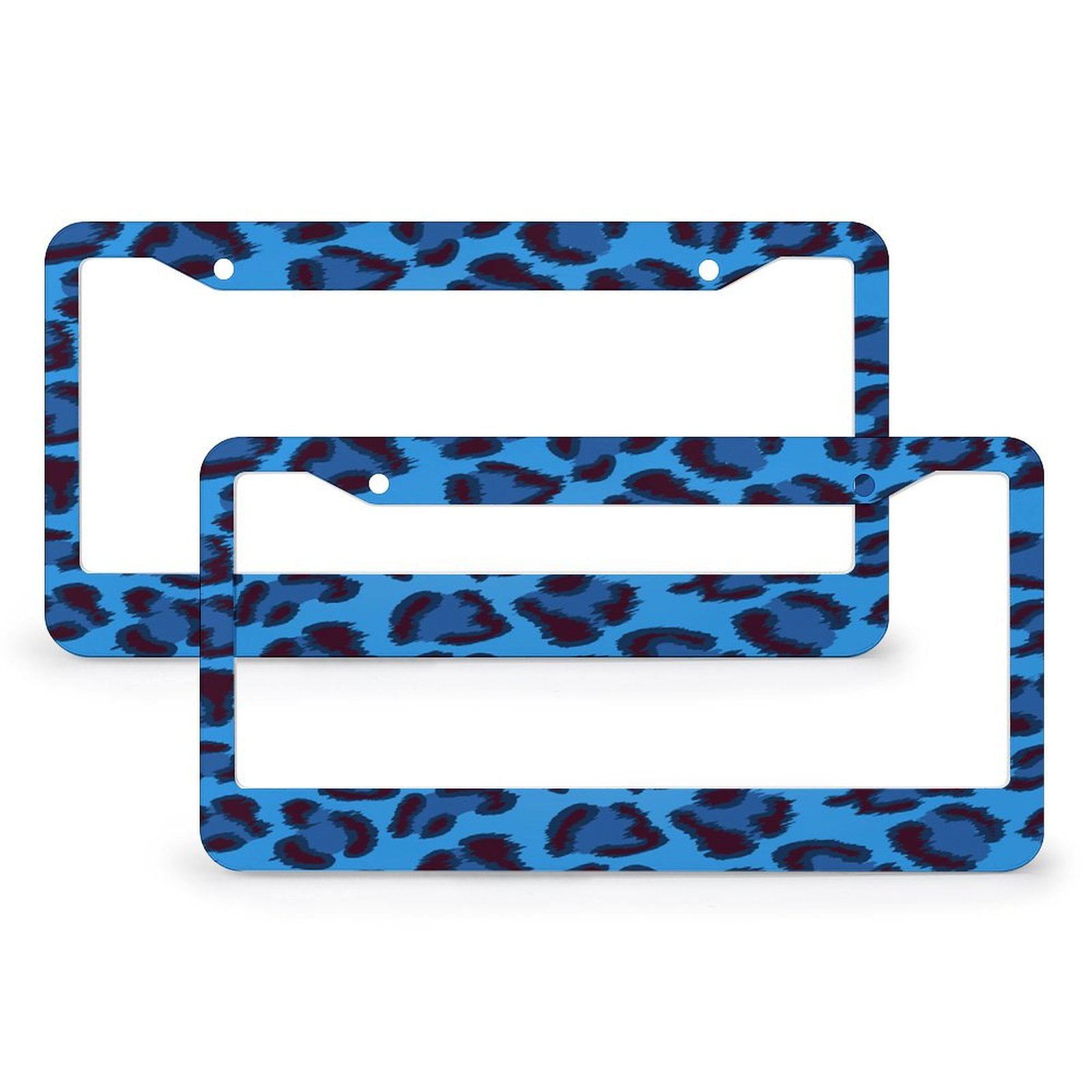 Seamless Blue Leopard Texture Pattern License Plate Frame Holder - 2 ...