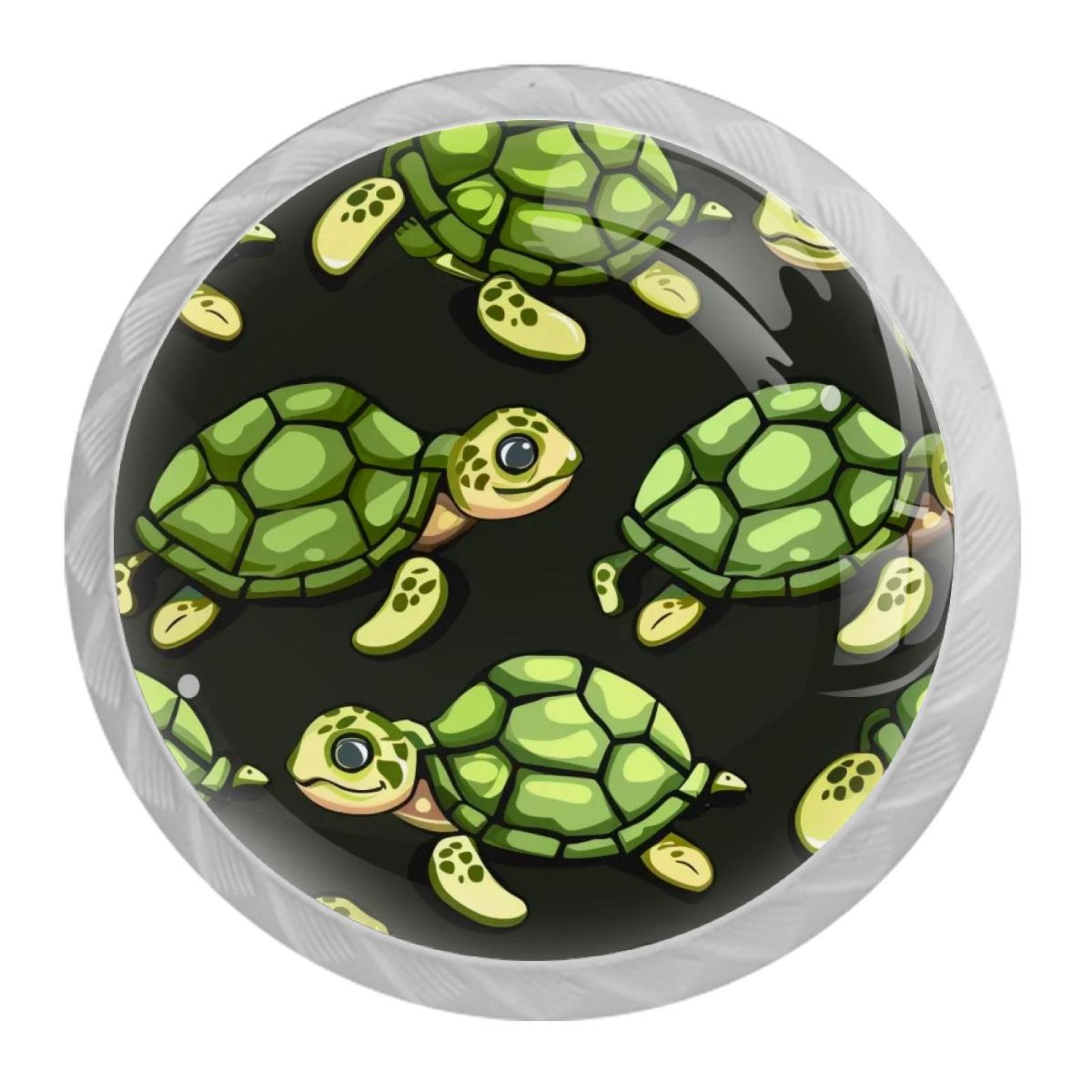 Seamless Cartoon Turtle Pattern Drawer Knobs, 4 Piece Set Decorative ...