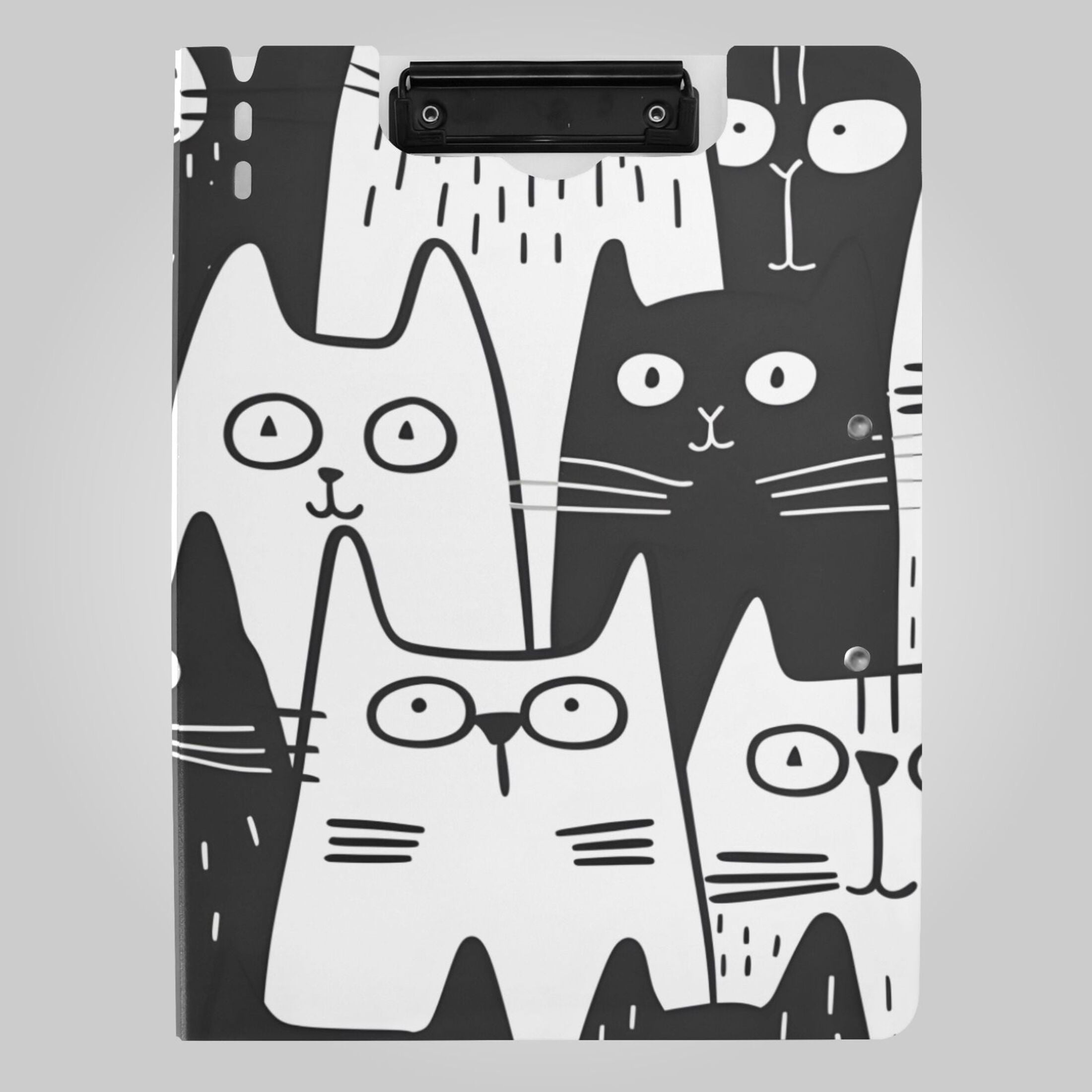 Seamless Cat Faces Doodle Foldable Binder Folder Clipboard with Pen ...