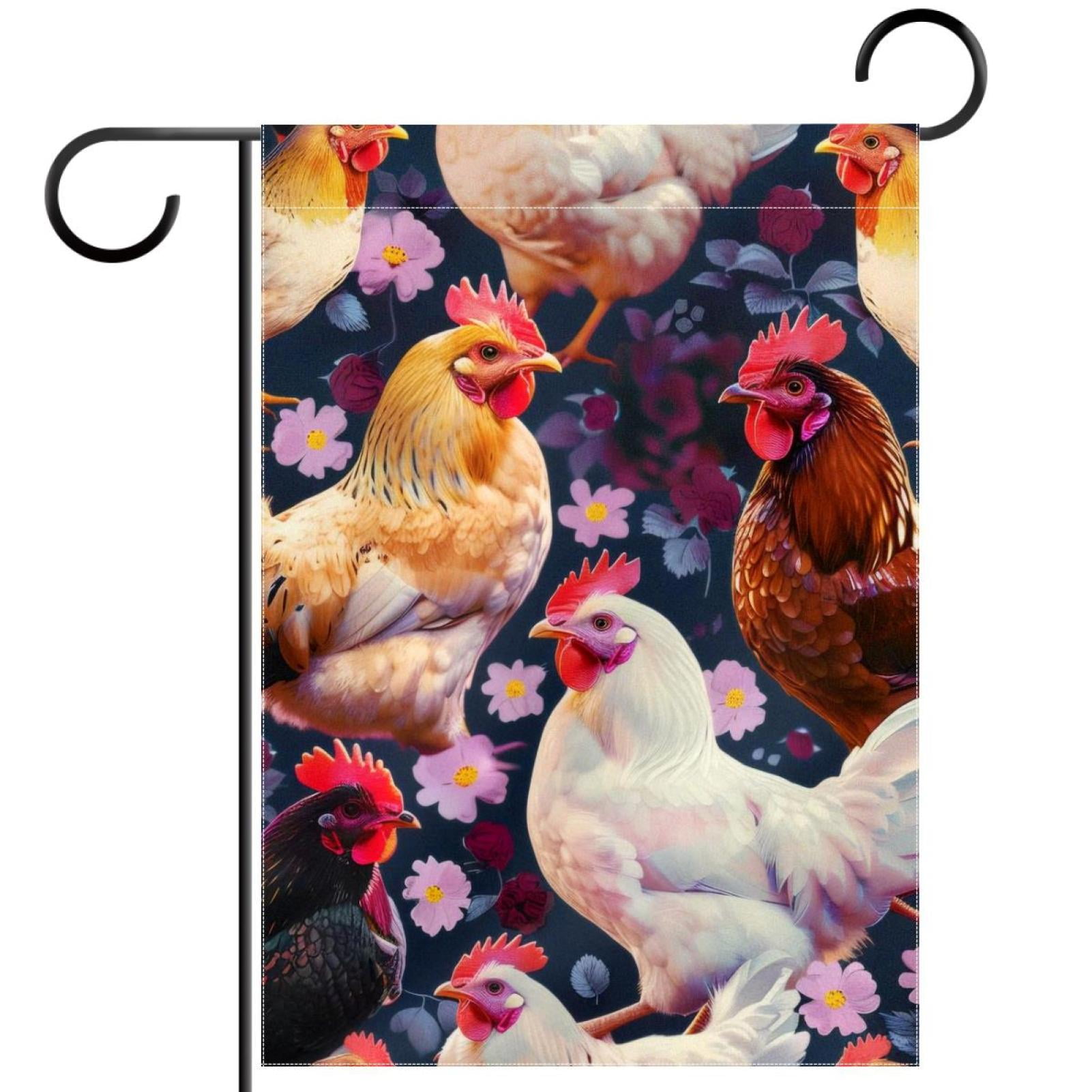 Seamless Chickens and Flowers Welcome Garden Flags, 12 x 18 Inch Double ...