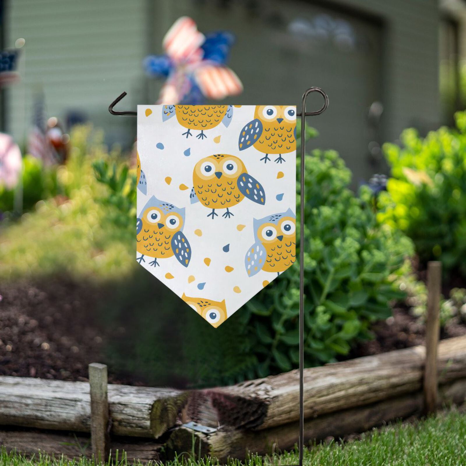 Seamless Childish Pattern with Cartoon Owl Garden Flag 18" x 12.5 ...