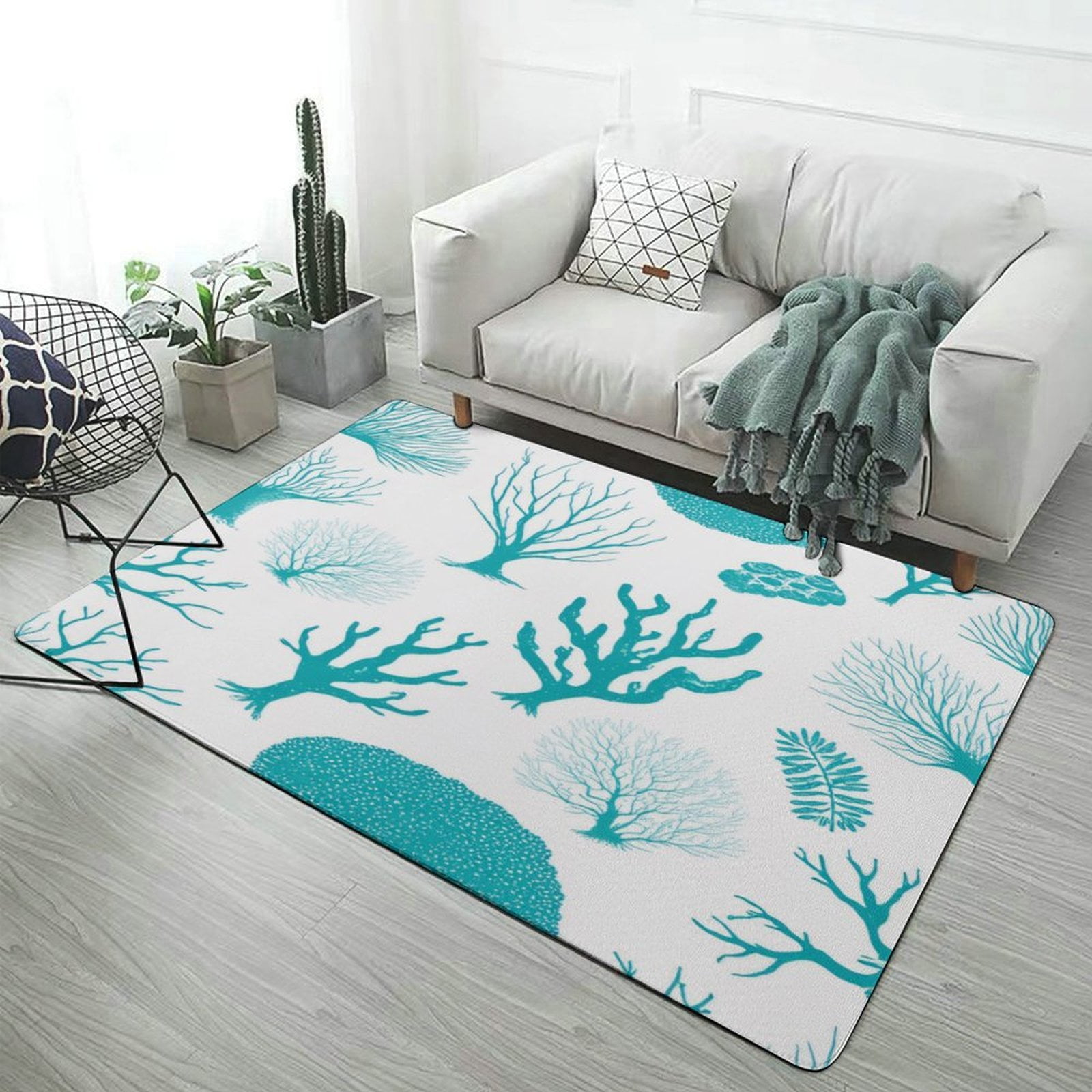 Seamless Coral Reef Pattern Carpet Style Living Room Bedroom Rug Soft ...