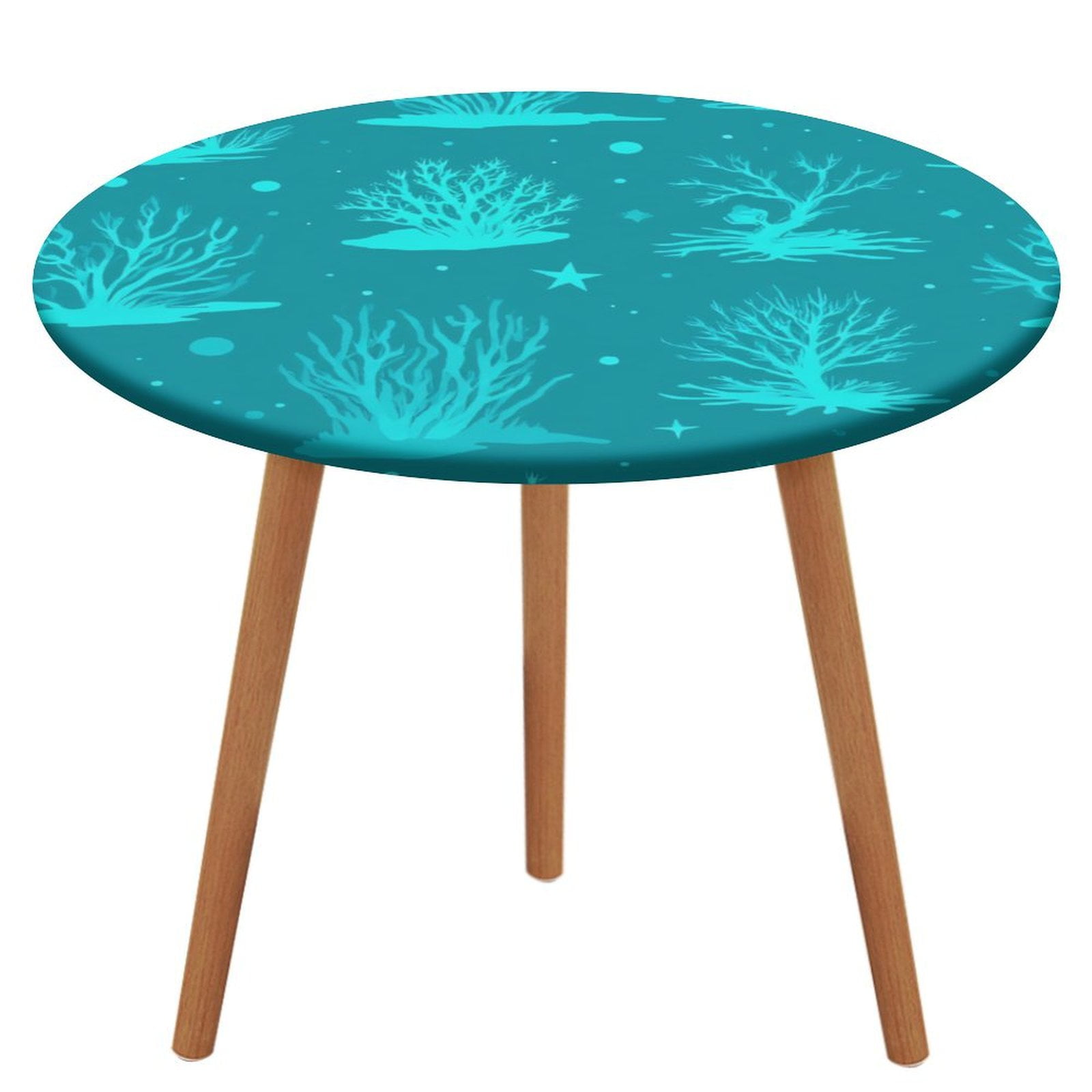 Seamless Coral Reef Pattern Tablecloth Round Elastic Fitted Waterproof ...