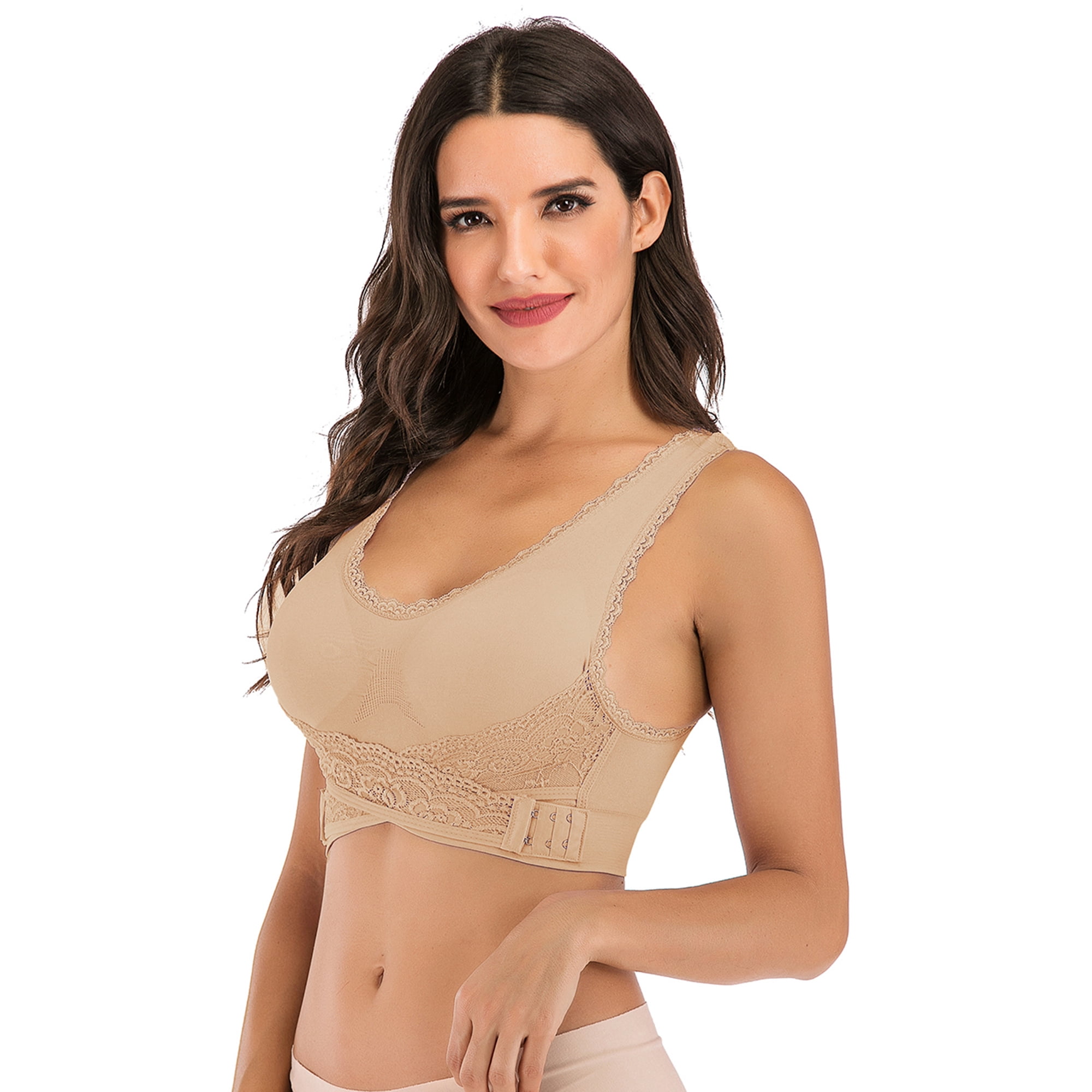 Seamless Cross Front Side Buckle Yoga Bras Women Lace Bra with Removable Pads for Workout Gym ...