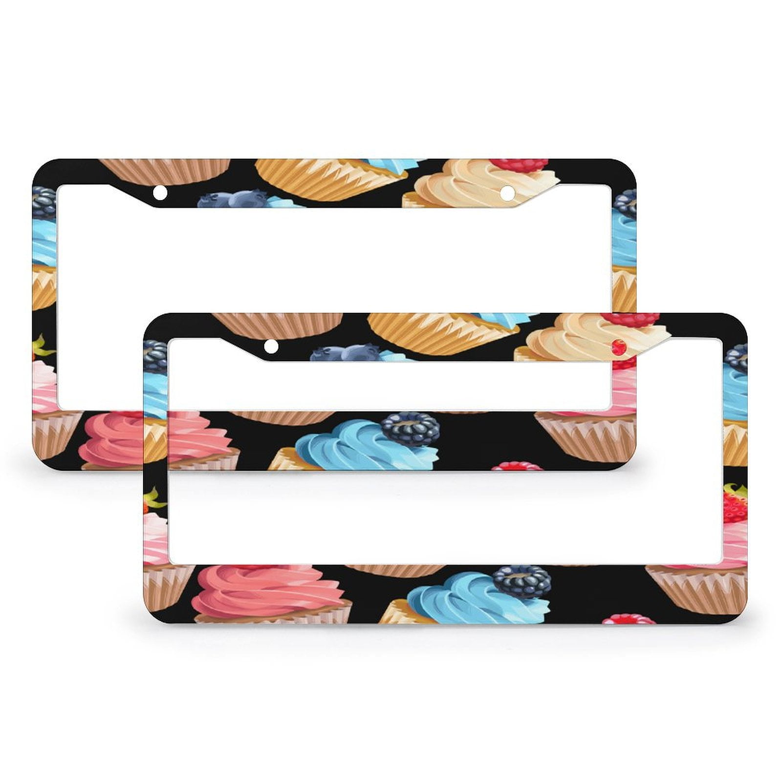 Seamless Cupcakes And Polka Dot License Plate Frame 2 Pack License ...