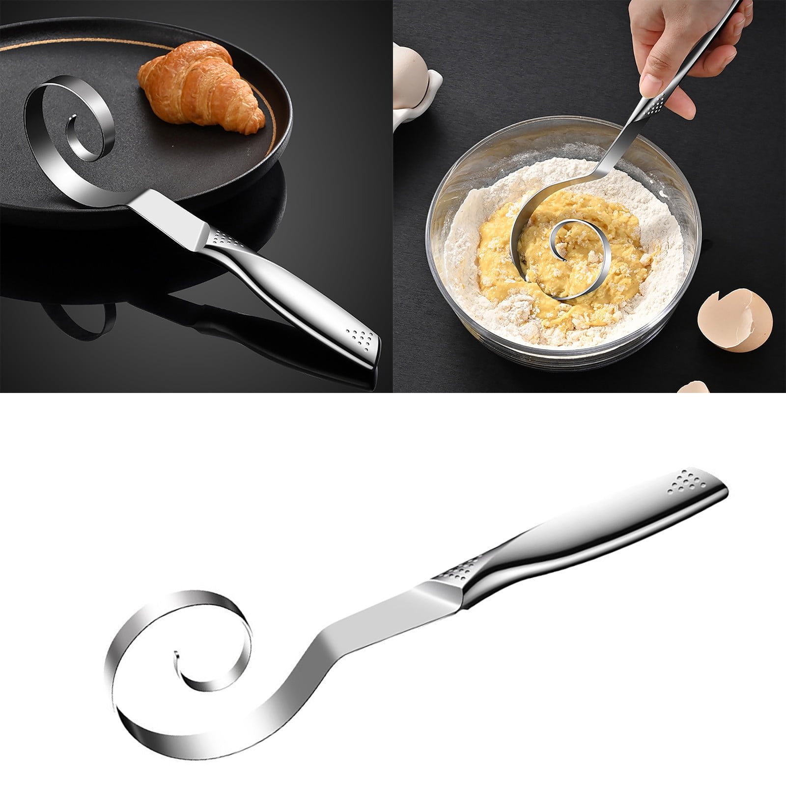 Seamless Danish Dough Whisk 10in Stainless Steel Dutch Bread Dough ...
